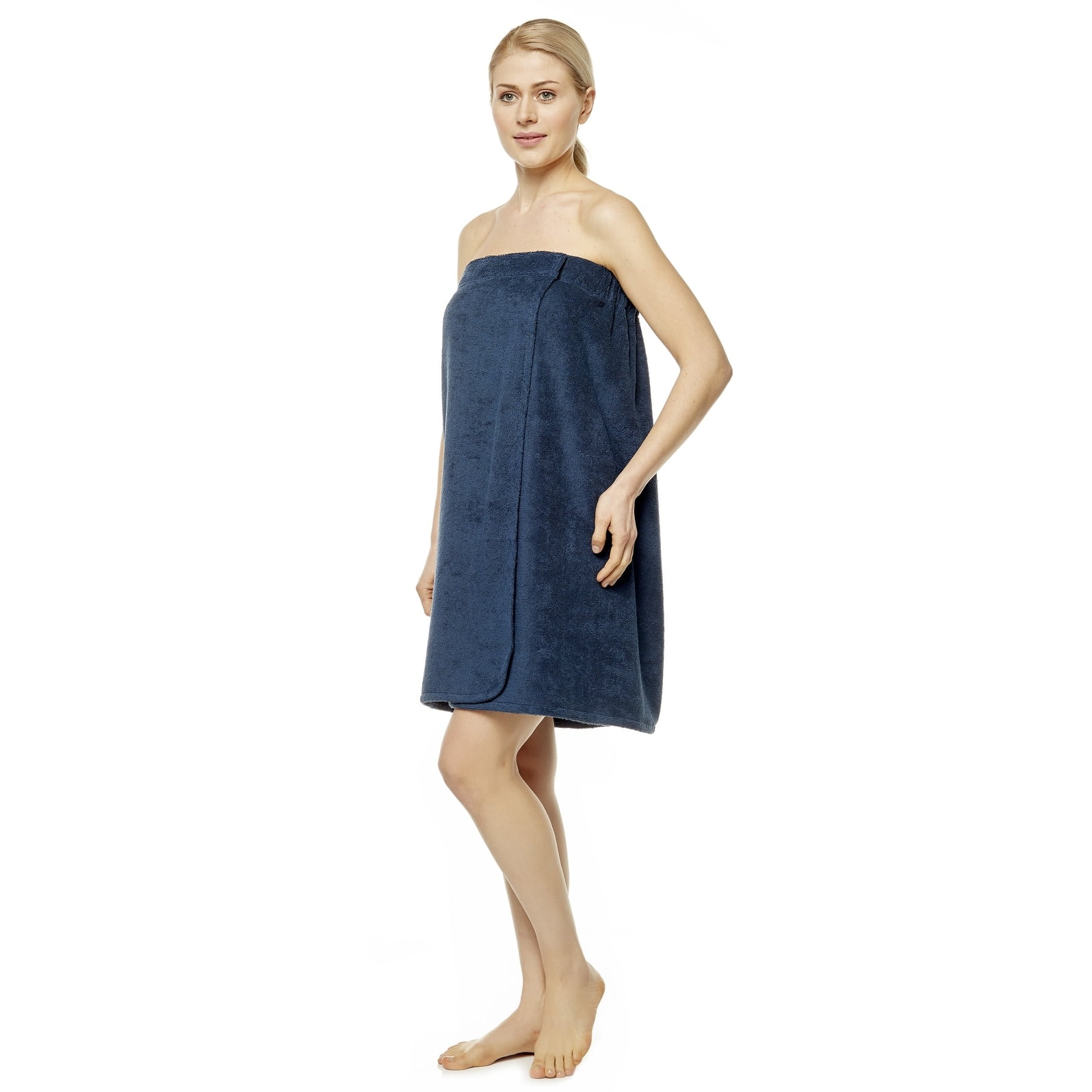 Women's Turkish Terry Cotton Bath and Shower Towel Wrap Navy Blue ...