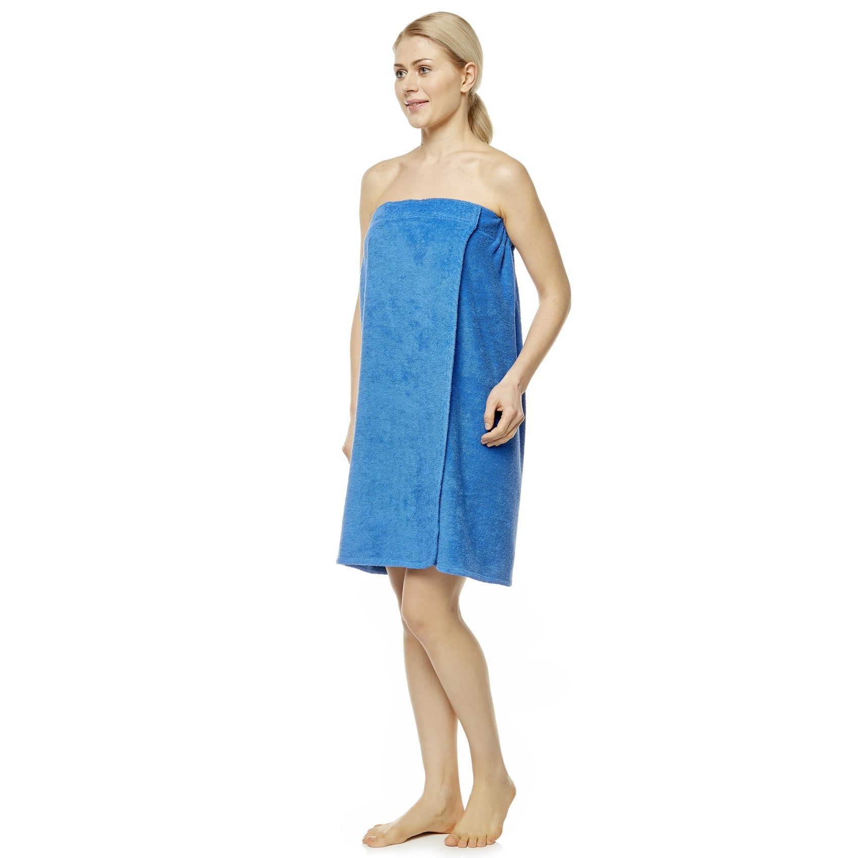 Women's Turkish Terry Cotton Bath and Shower Towel Wrap Royal Blue ...