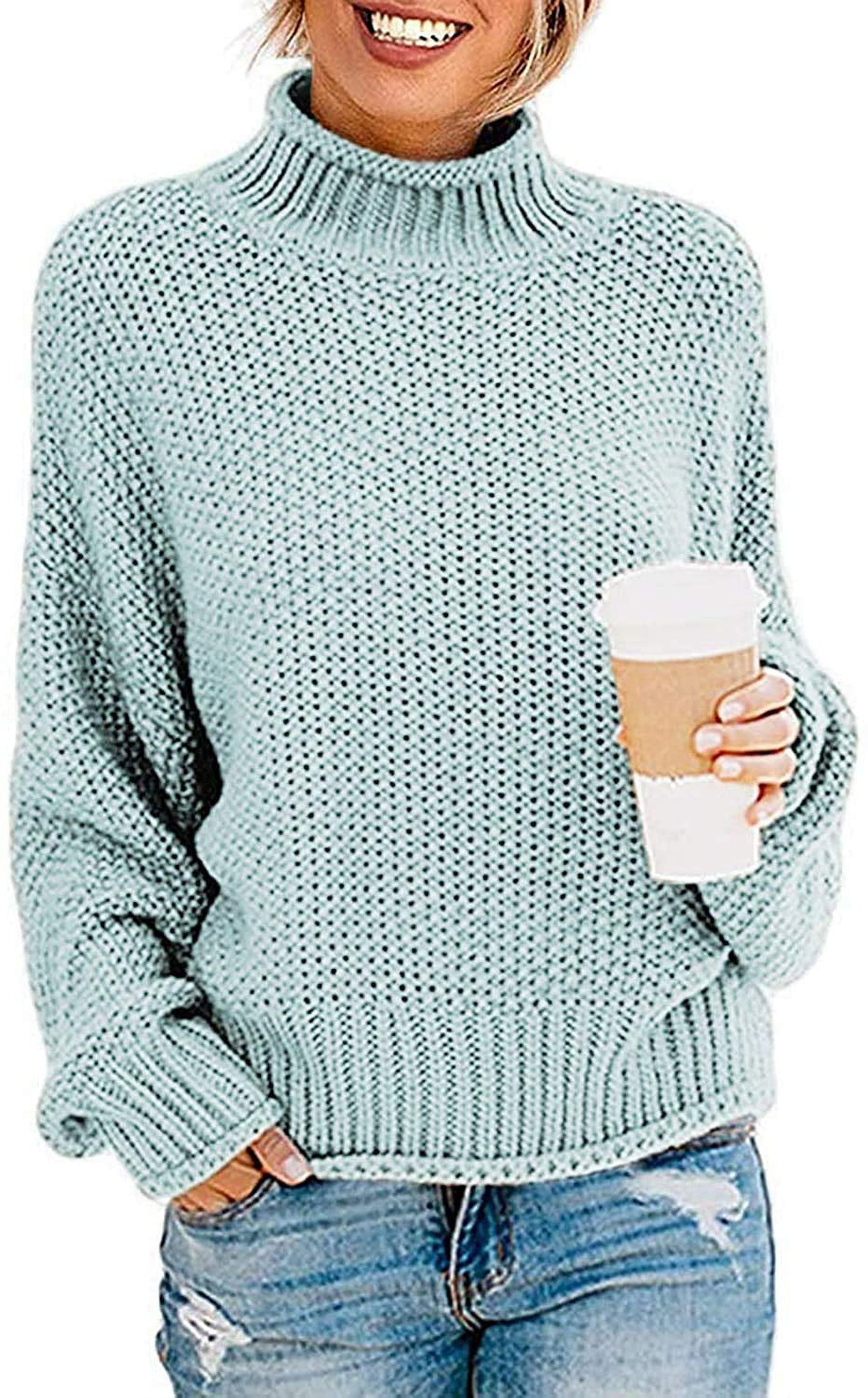 Women’s Turtleneck Knit Sweater Long Sleeve Soft Classic Fit Pullover ...