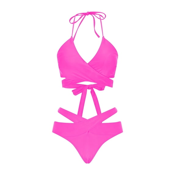 Women's Two Piece Bikini Sets Cut Out Crisscross Adjustable Spaghetti ...