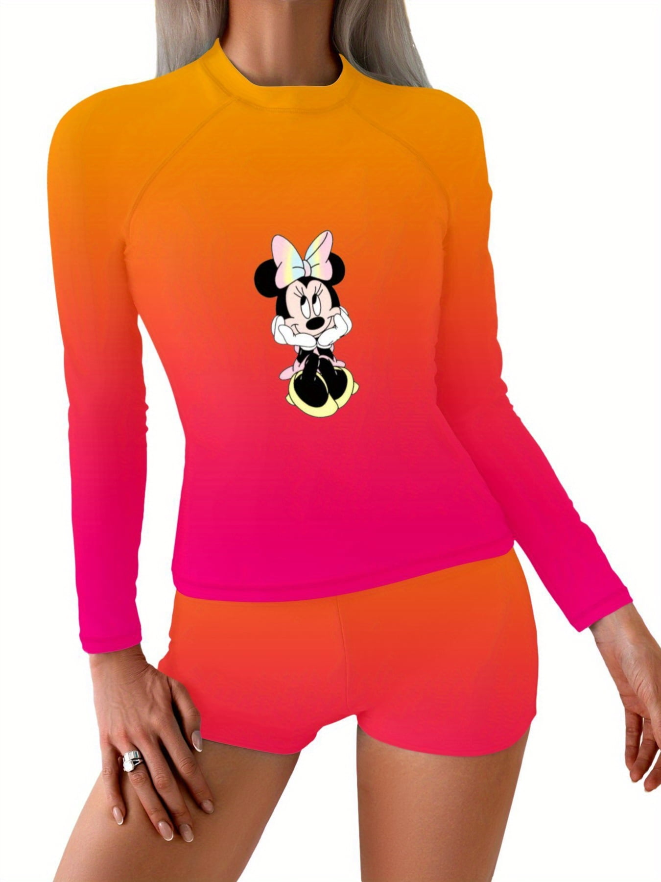 Women's Two-Piece Long Sleeve Surf Set - Whimsical Doodle Print ...