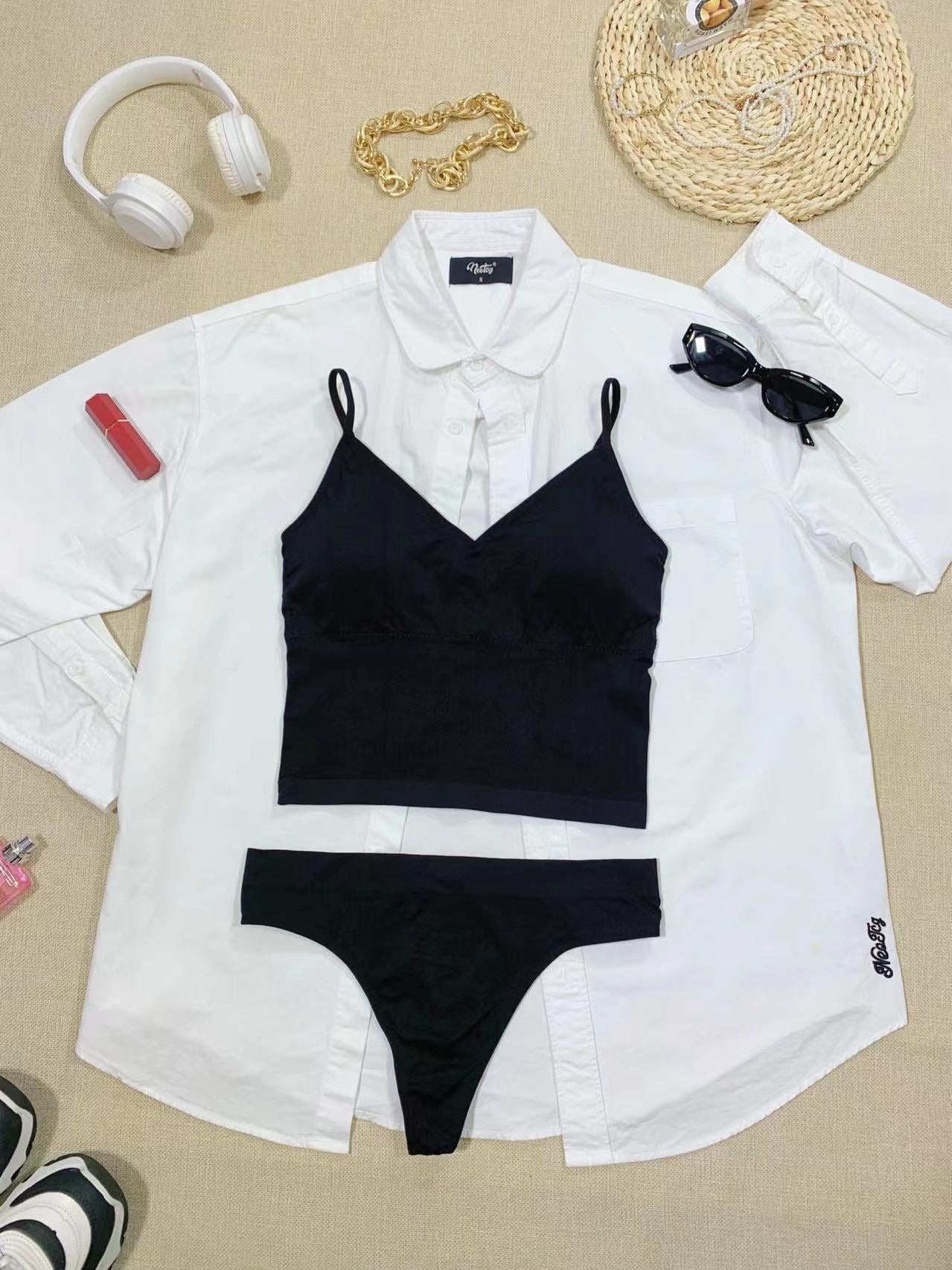 Women's Two Piece Seamless Lingerie Set Longline Bra and Panty ...