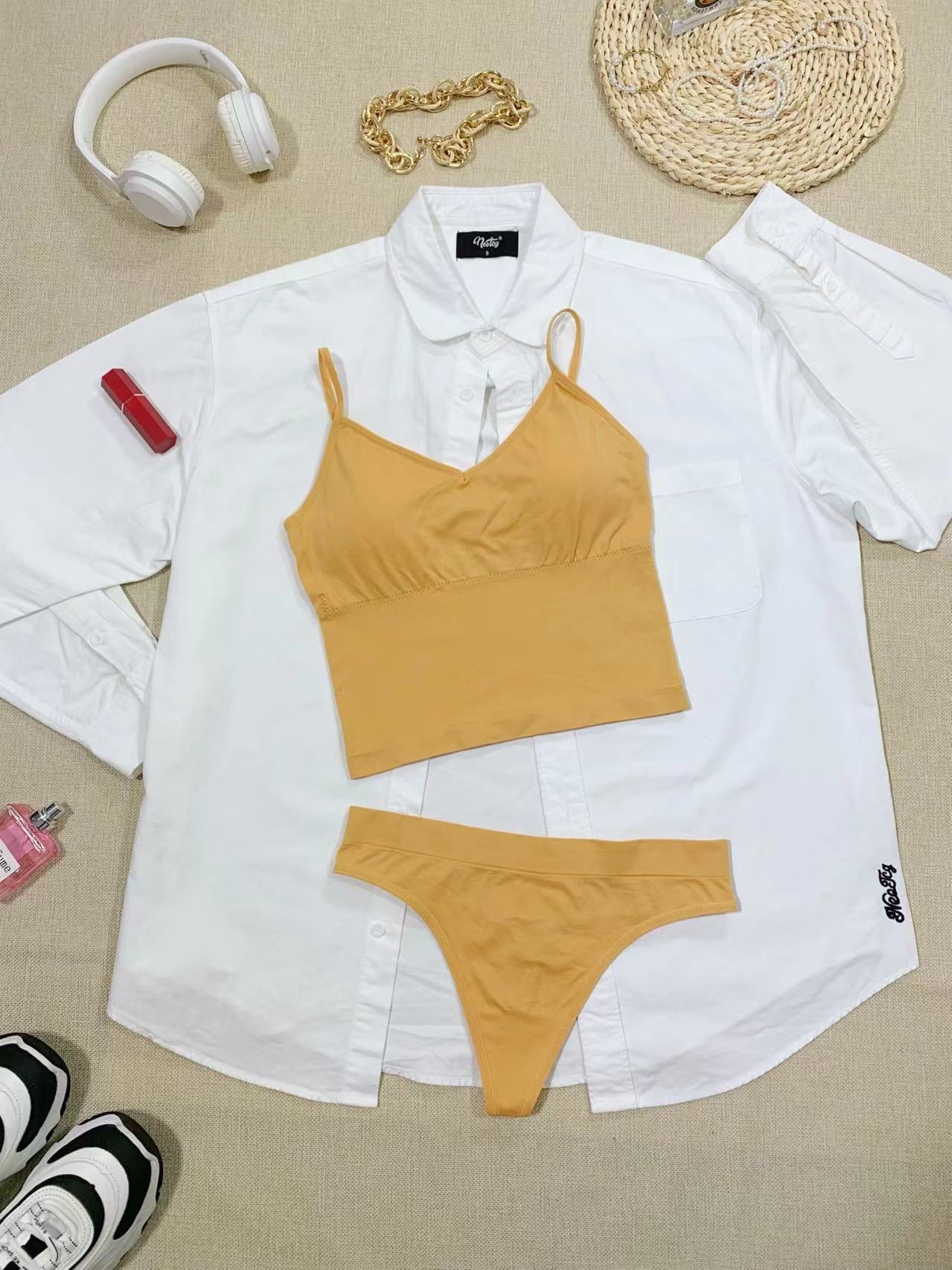 Women's Two Piece Seamless Lingerie Set Longline Bra and Panty ...