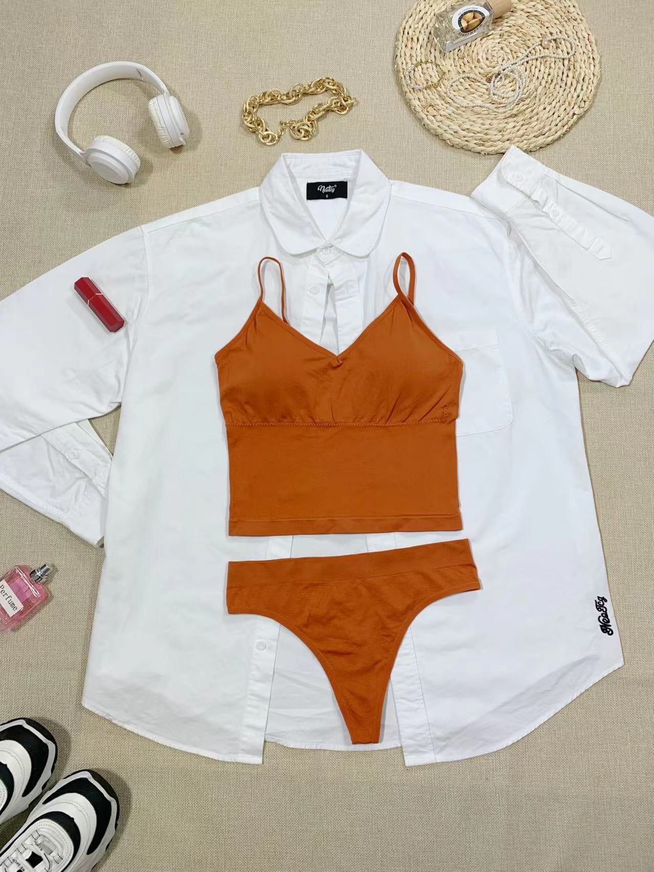 Women's Two Piece Seamless Lingerie Set Longline Bra and Panty ...