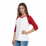 Women's Two Tone 3/4 Sleeve Raglan Baseball Shirt / Baseball Tee, White ...
