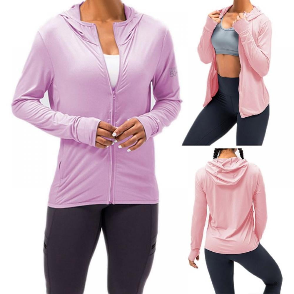 Women's UPF 50+ UV Sun Protection Clothing Zip Up Lightweight Hoodie Sun Shirt Hiking Outdoor ...