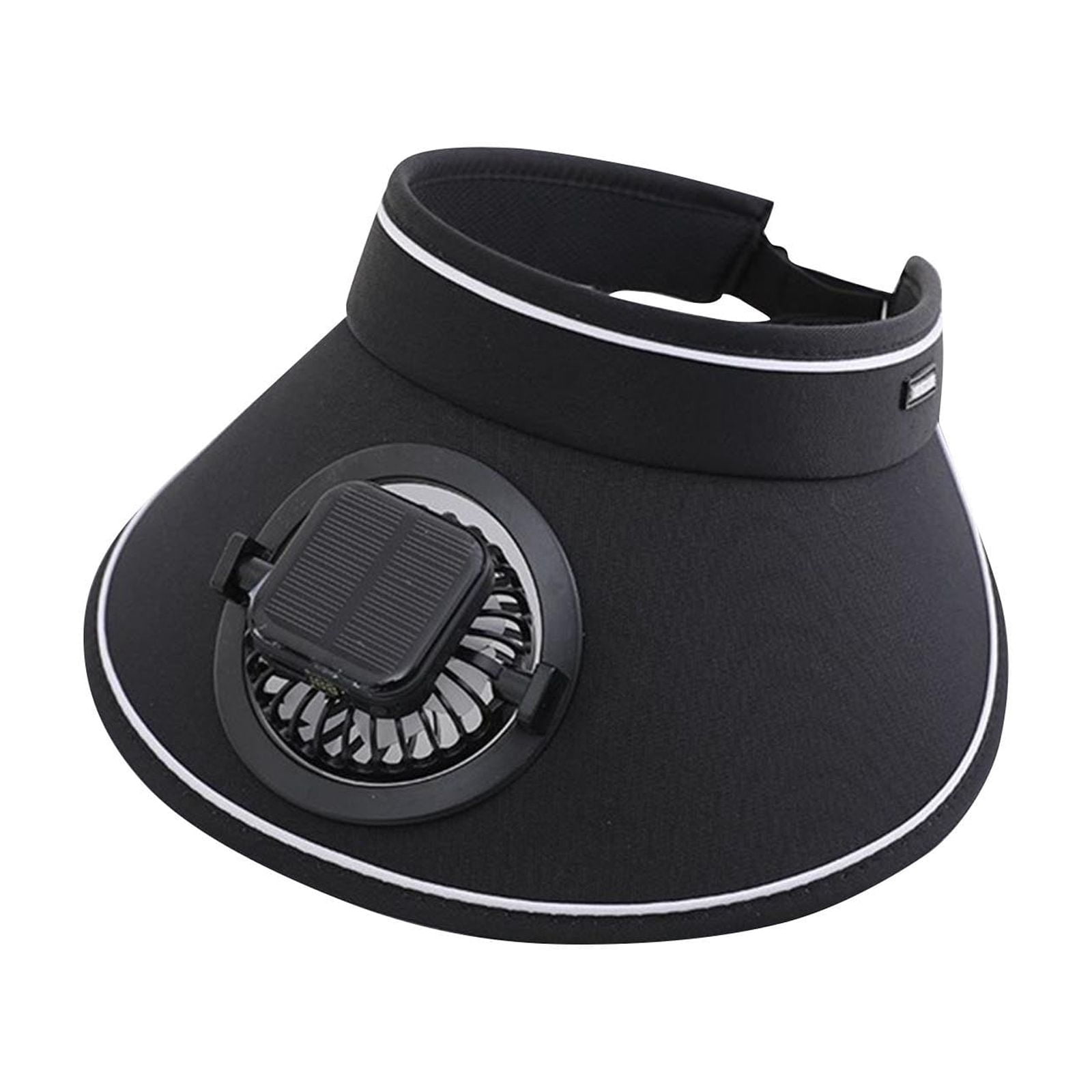 Women's USB Charging Sun Visor Hat with Built-in Fan – UPF50+ Wide Brim ...
