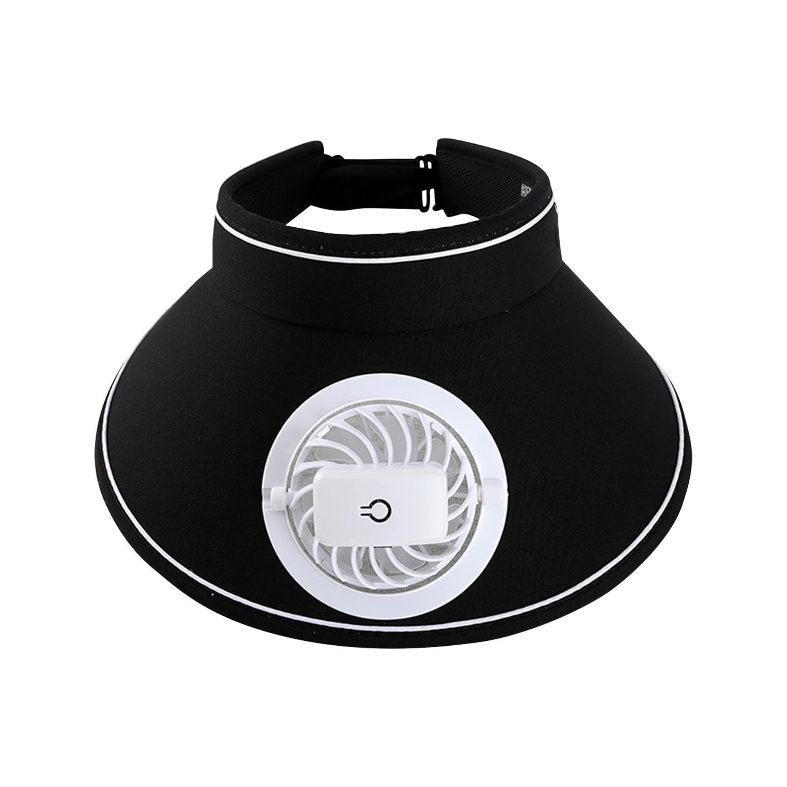 Women's USB Charging Sun Visor Hat with Built-in Fan – UPF50+ Wide Brim ...