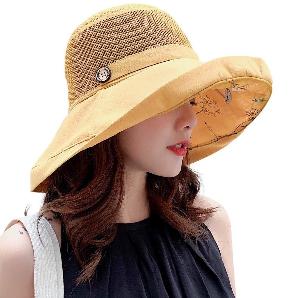 Women's UV Protection Mesh Sun Hat - Wide Brim Bucket Style with Chin ...