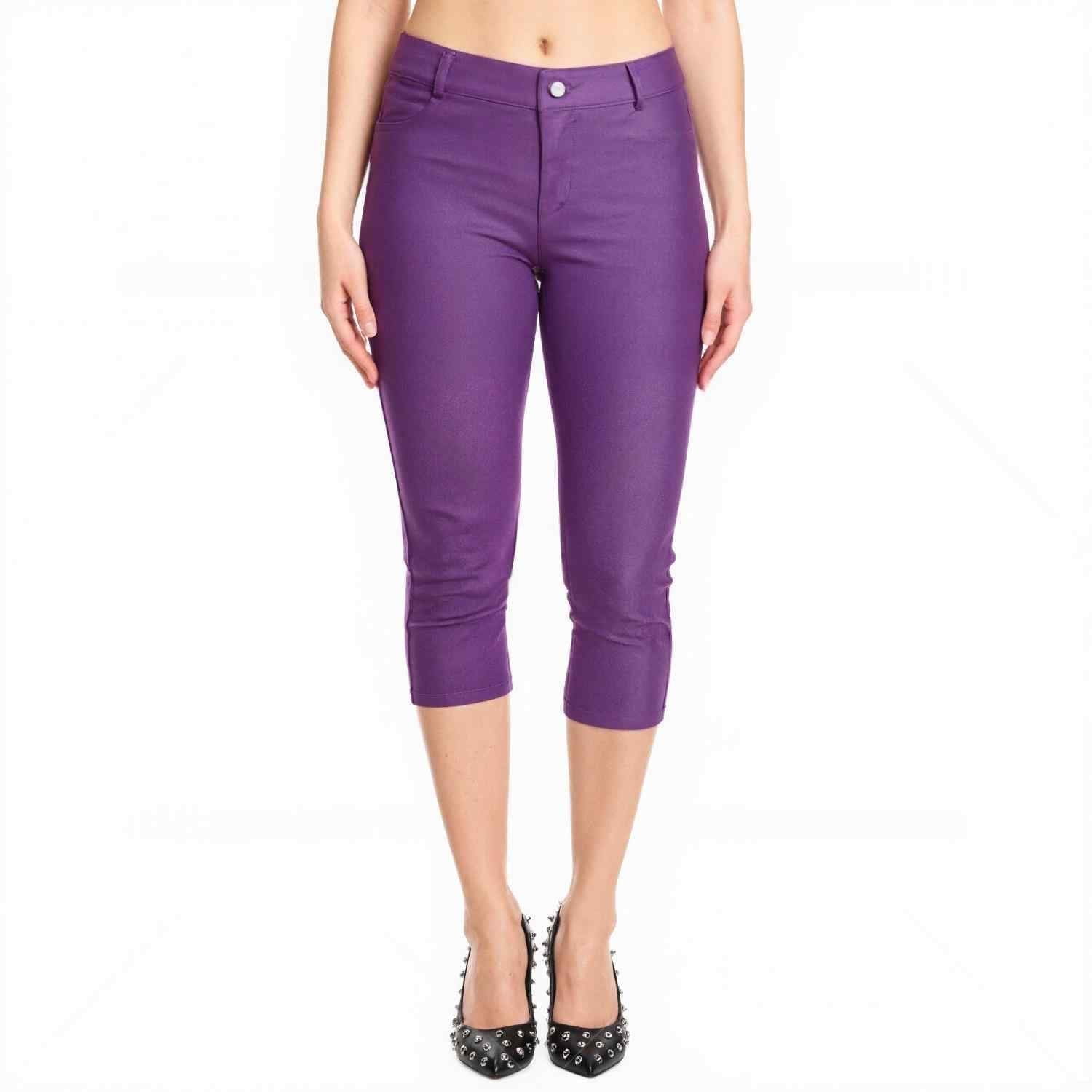 Couver Women's Ultra Stretch 5 Pocket Capri Jeggings Pull-On Denim Look ...