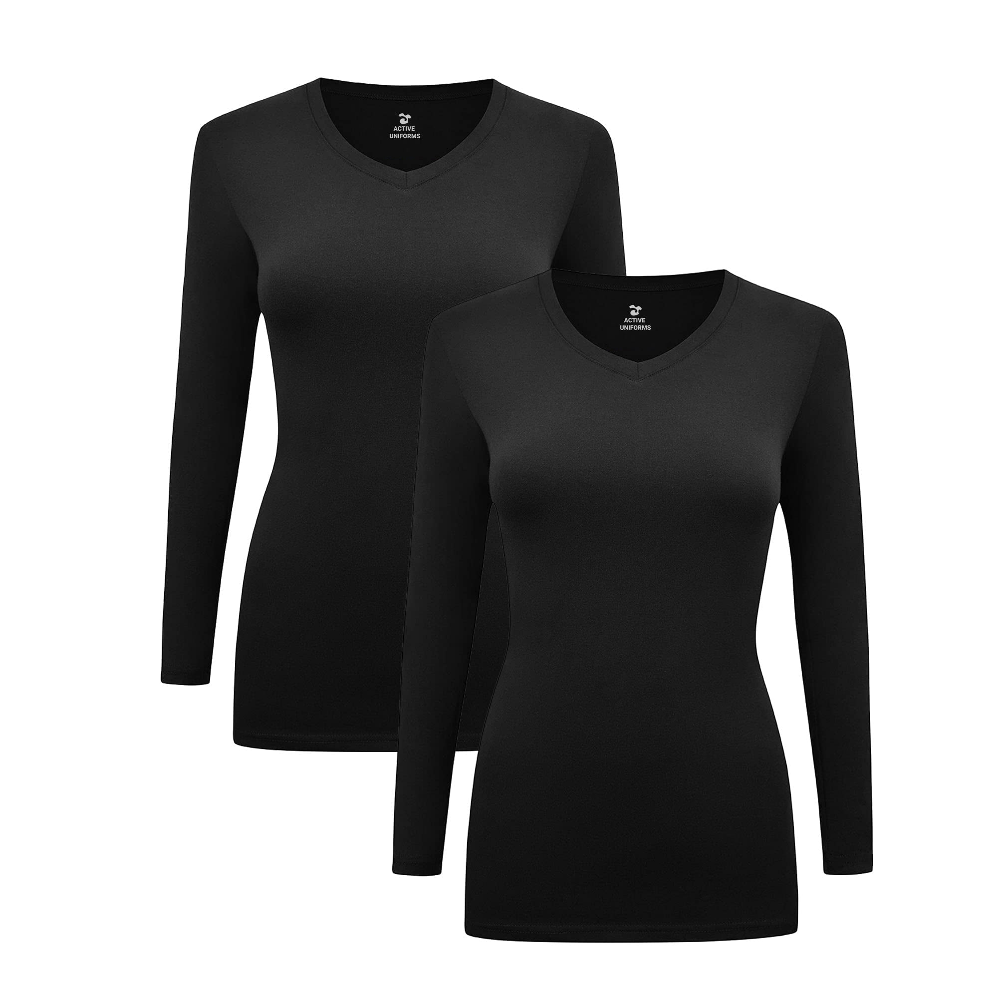 Women's Under Scrubs Long Sleeve T-Shirt Comfort V-Neck Medical ...