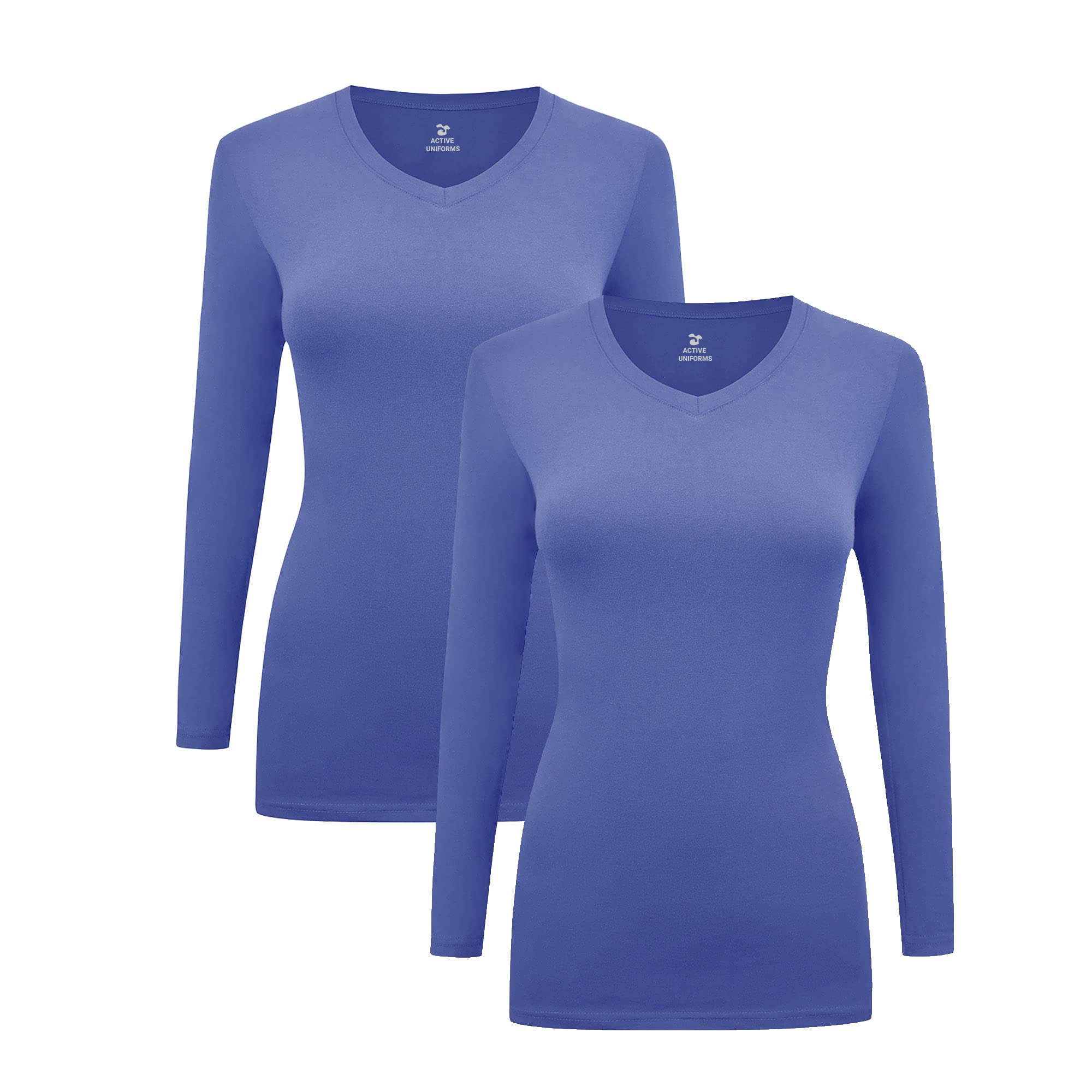 Women's Under Scrubs Long Sleeve T-Shirt Comfort V-Neck Medical ...