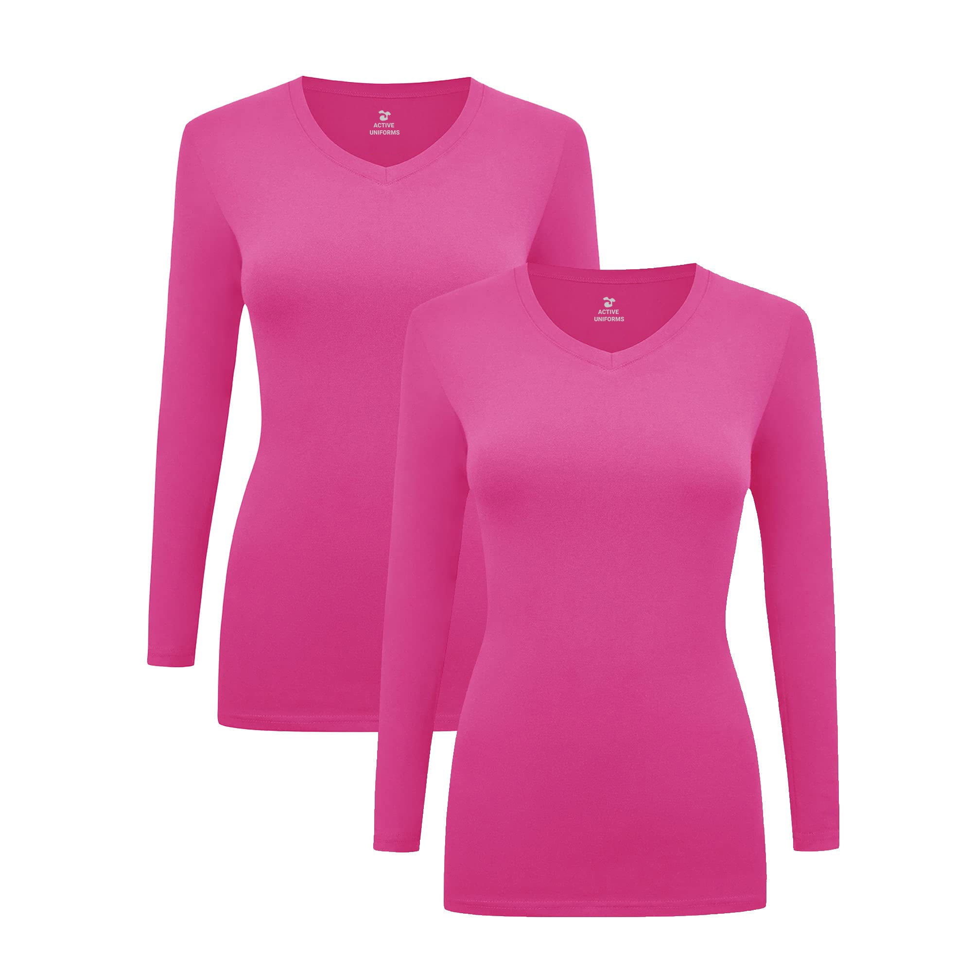 Women's Under Scrubs Long Sleeve T-Shirt Comfort V-Neck Medical ...