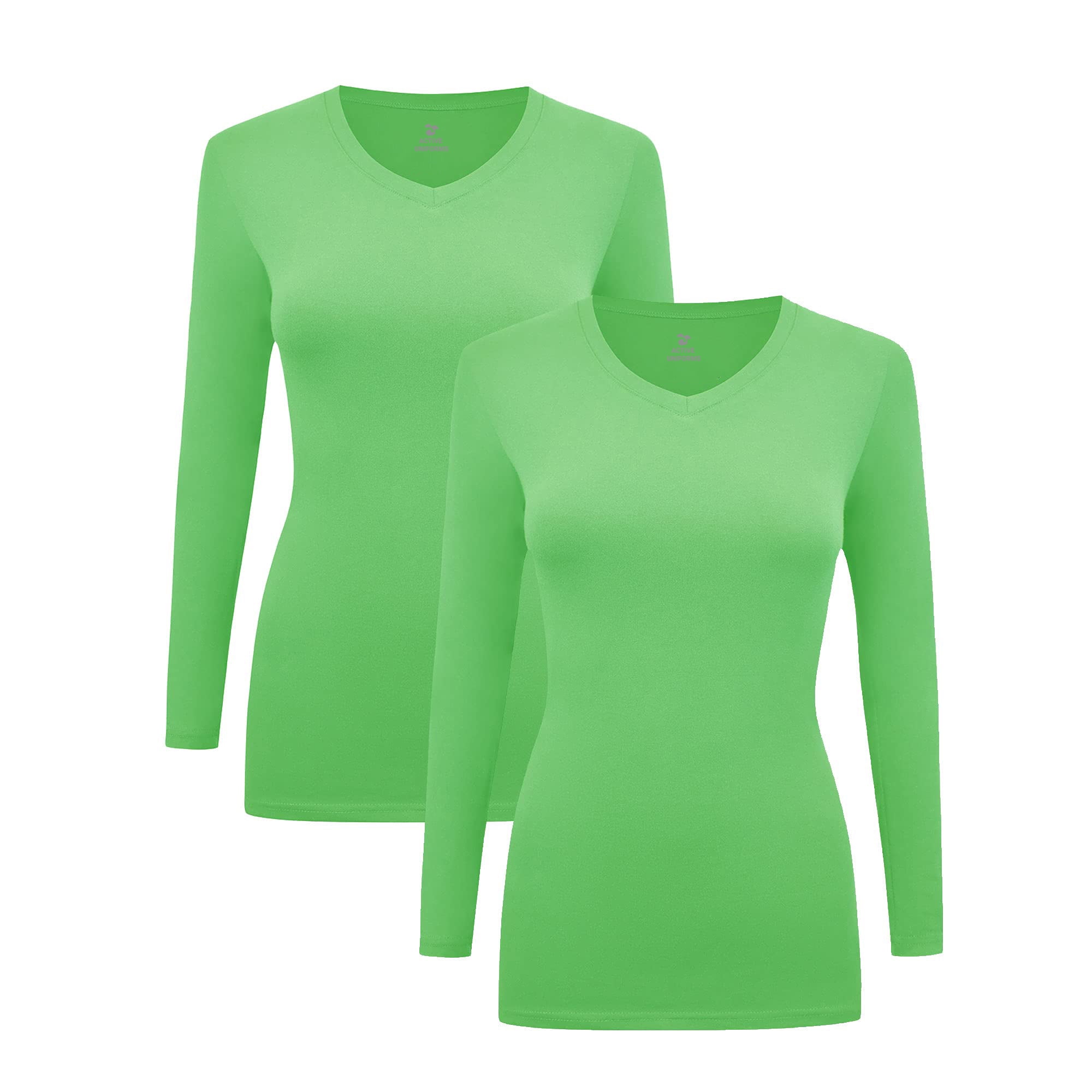 Women's Under Scrubs Long Sleeve T-Shirt Comfort V-Neck Medical ...