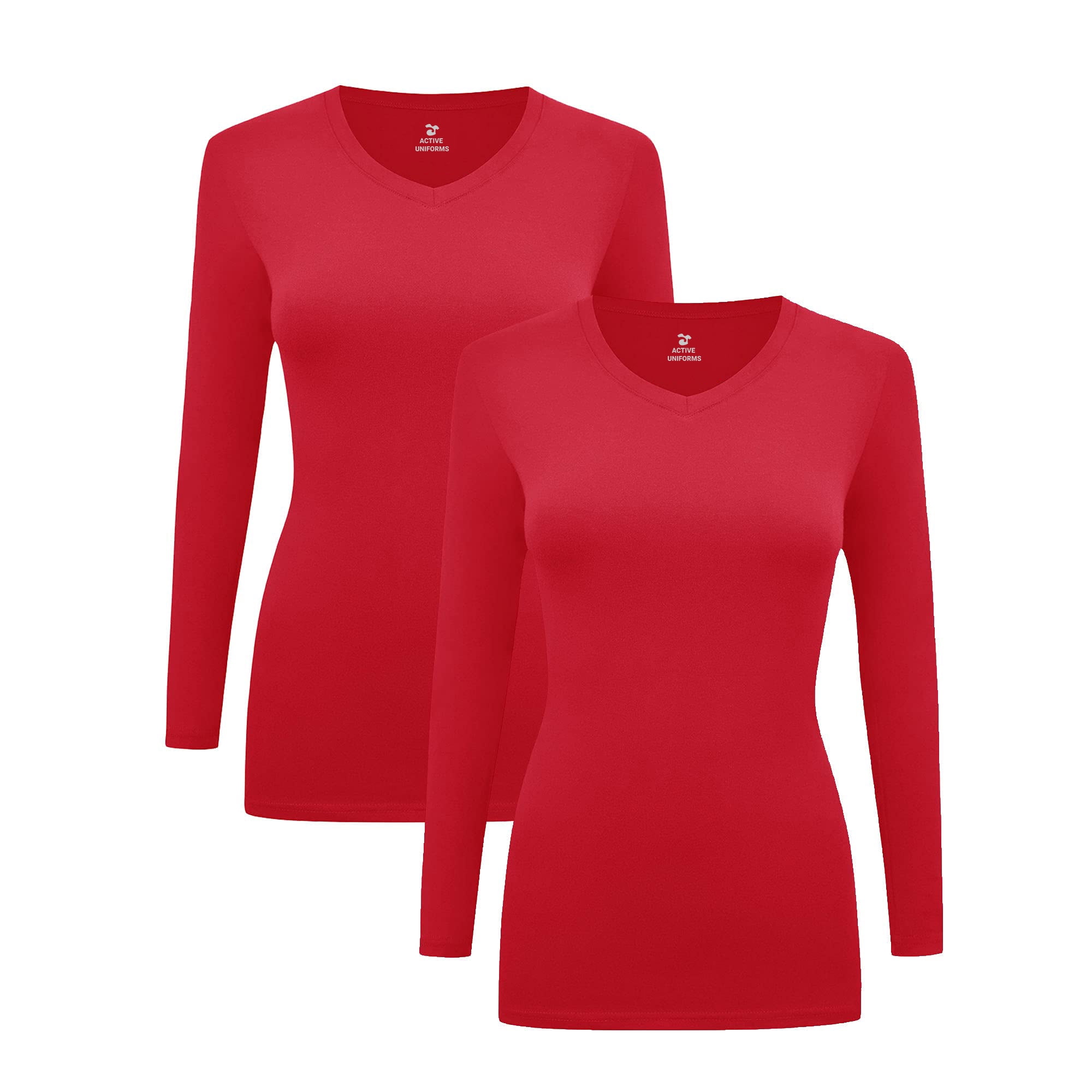 Women's Under Scrubs Long Sleeve T-Shirt Comfort V-Neck Medical ...
