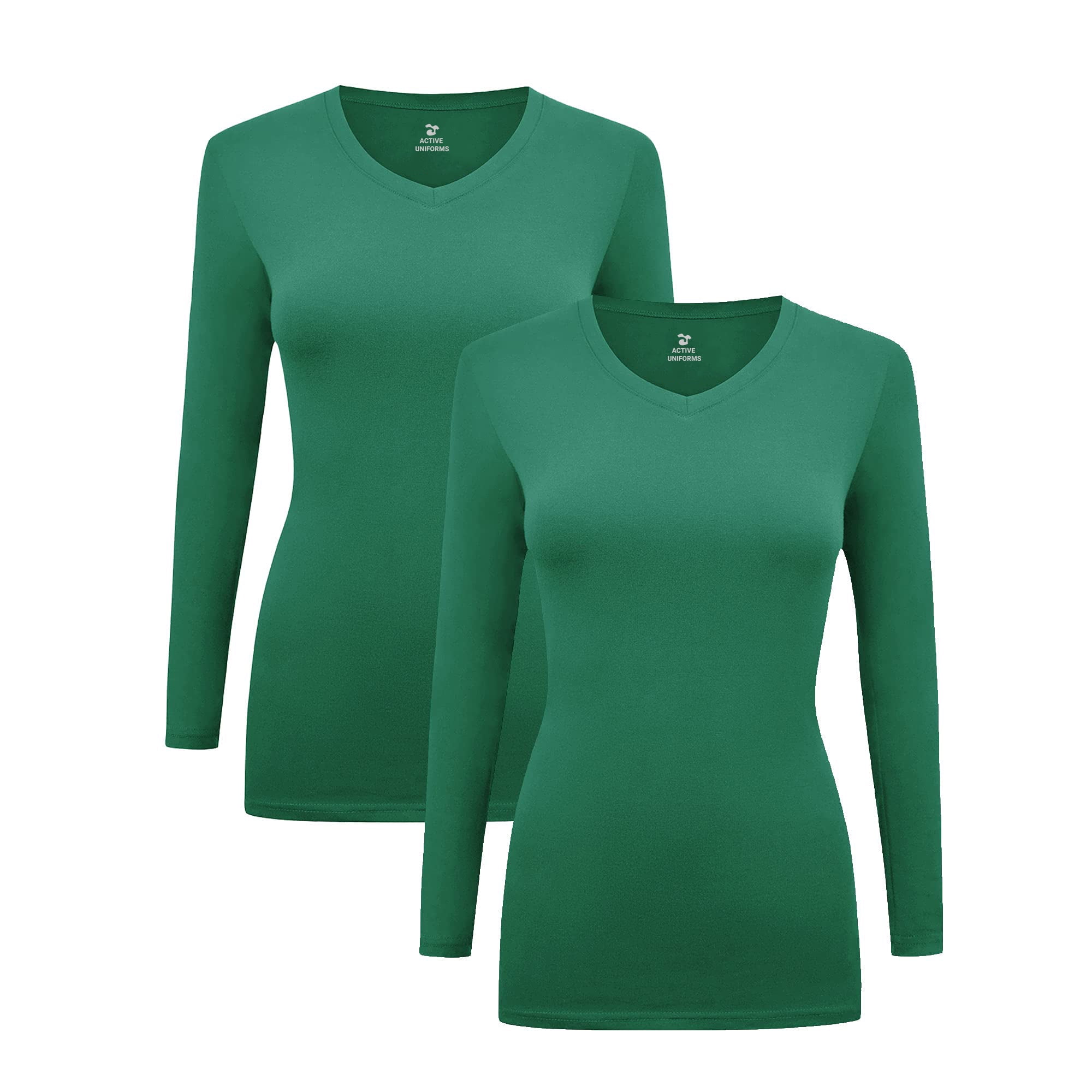 Women's Under Scrubs Long Sleeve T-Shirt Comfort V-Neck Medical ...