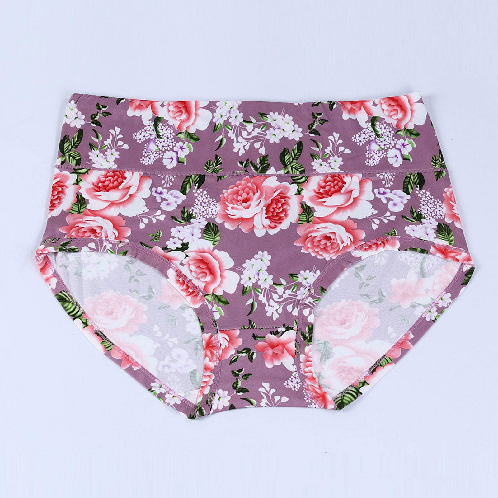 Women’s Underwear Cotton Panties High Waist Sexy Rose Flower Print 6 ...