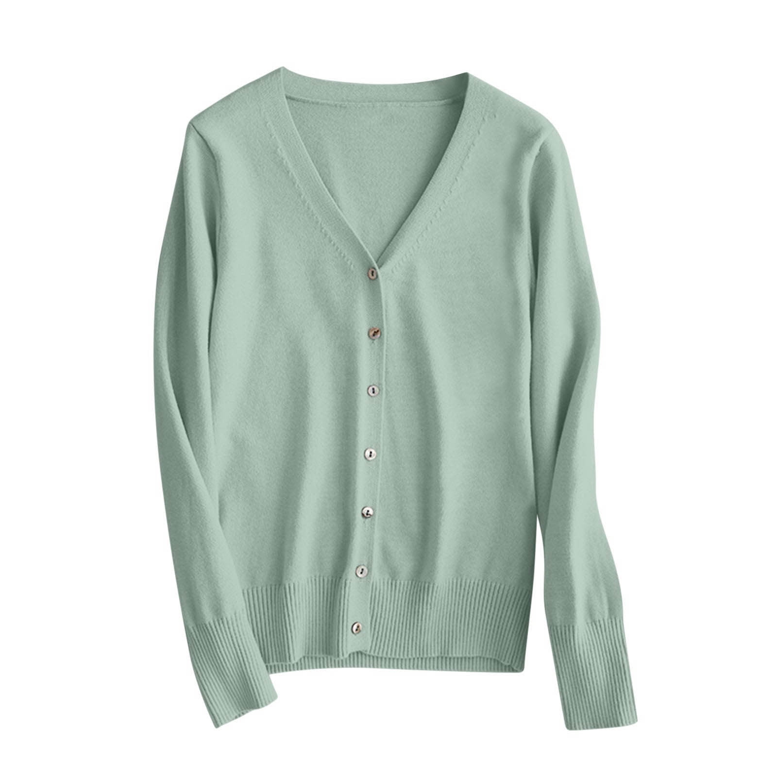 Women's V Neck Button Cardigan Ladies Dressy Casual Sweater Long Sleeve ...