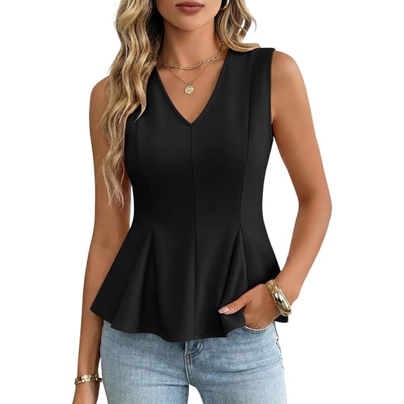 Women's V Neck Peplum Tank Tops 2026 Summer Sleeveless A Line Slim Fit ...