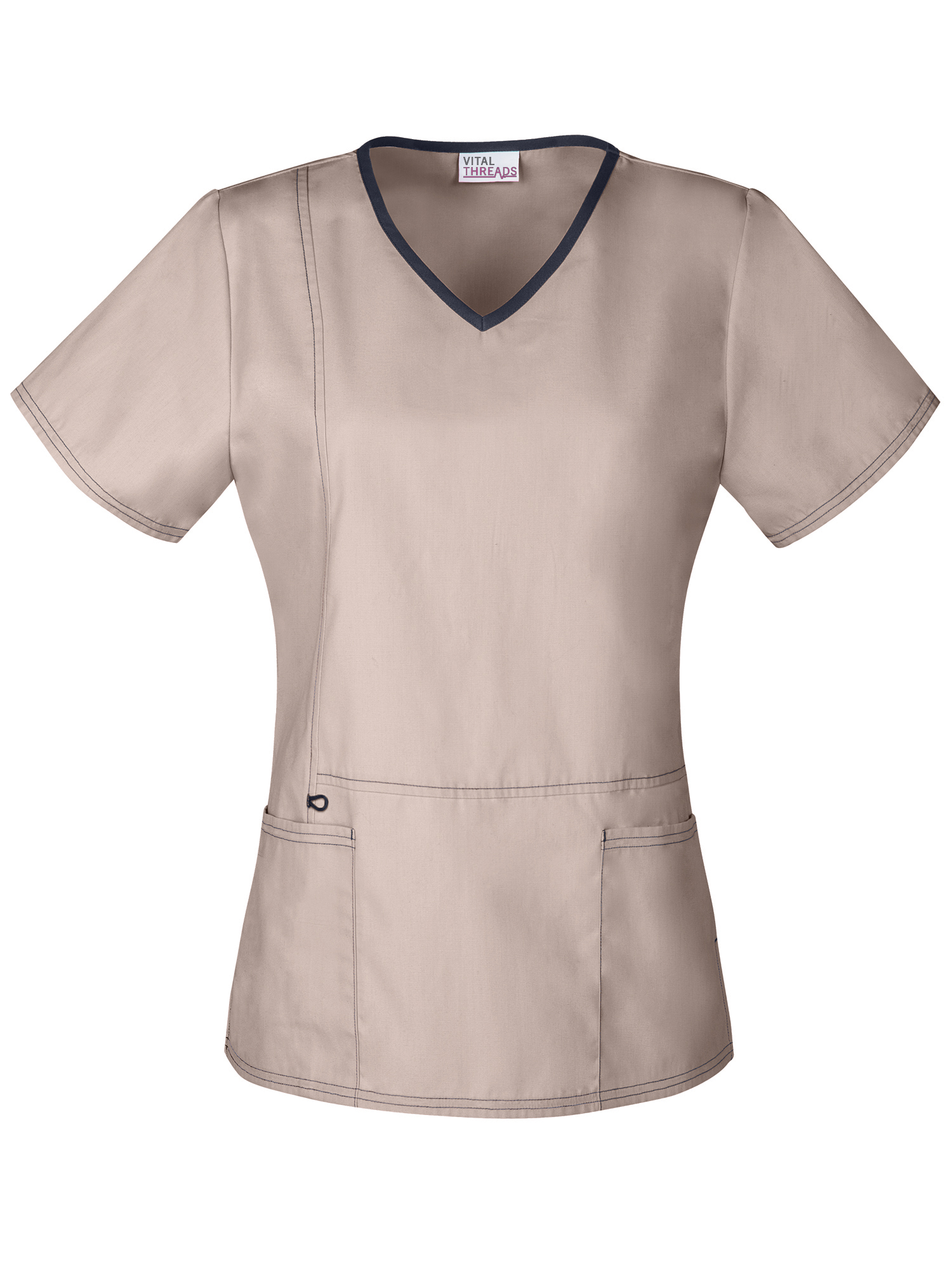 Women's V-Neck Scrub Top with Front Fashion Seam Detail - Walmart.com