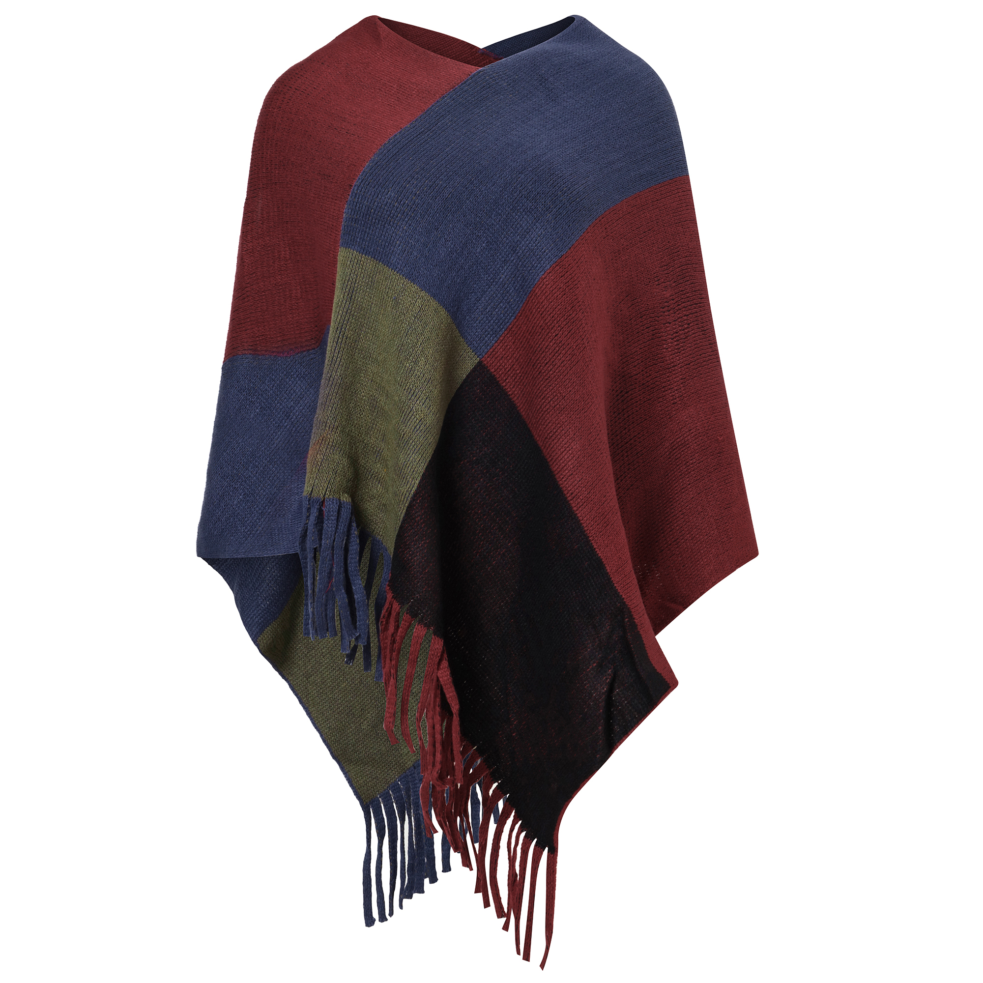 Women's V-neck Poncho Sweater Knit Cape Pullover Shawl Wrap Ponchos ...