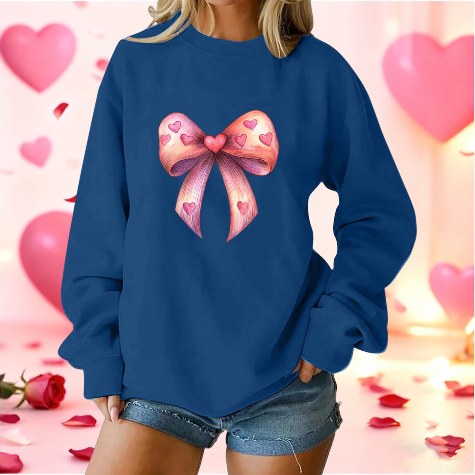 Women's Valentine's Day Sweatshirt Oversized Crewneck Valentine Graphic ...