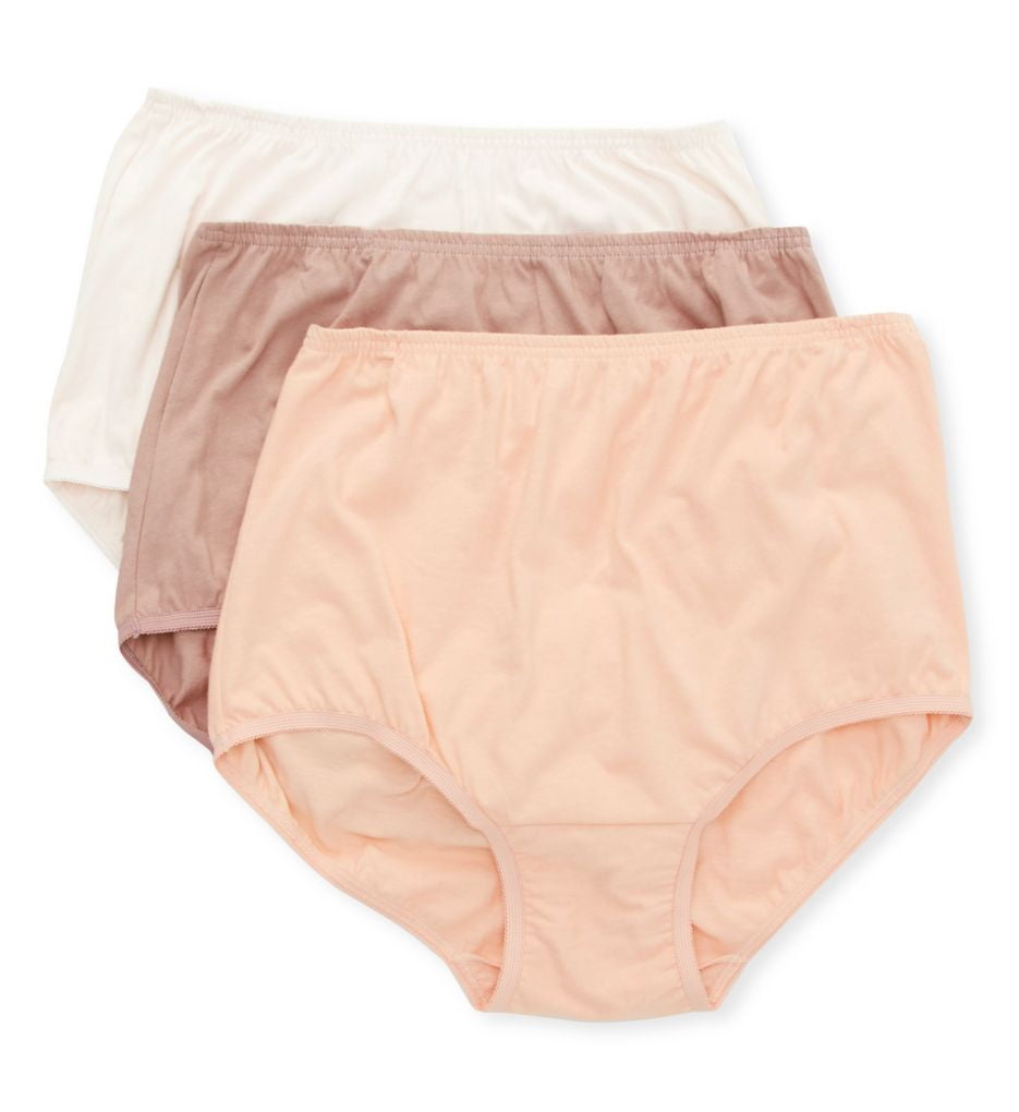 Women's Vanity Fair 15320 Tailored Cotton Brief Panty - 3 Pack (Peach ...
