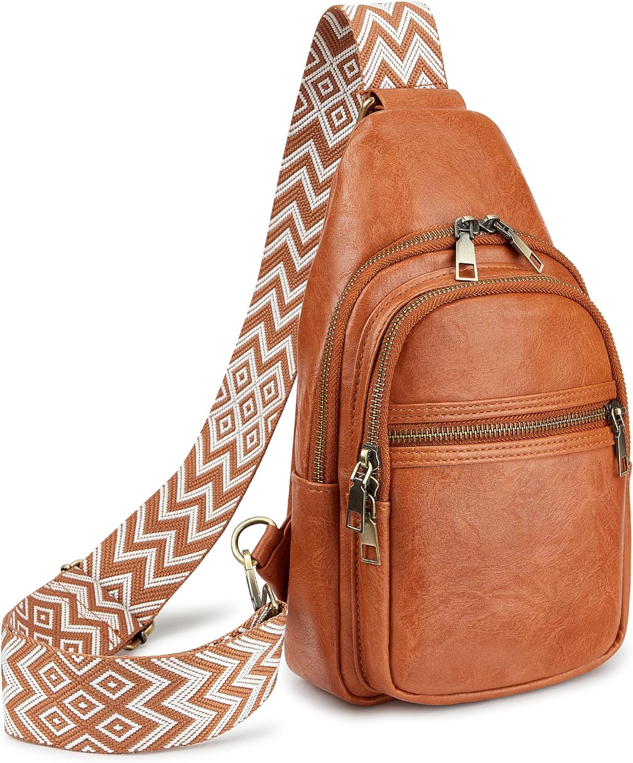 Women's Vegan Leather Sling Bag Packs Small Zipper Crossbody Chest ...