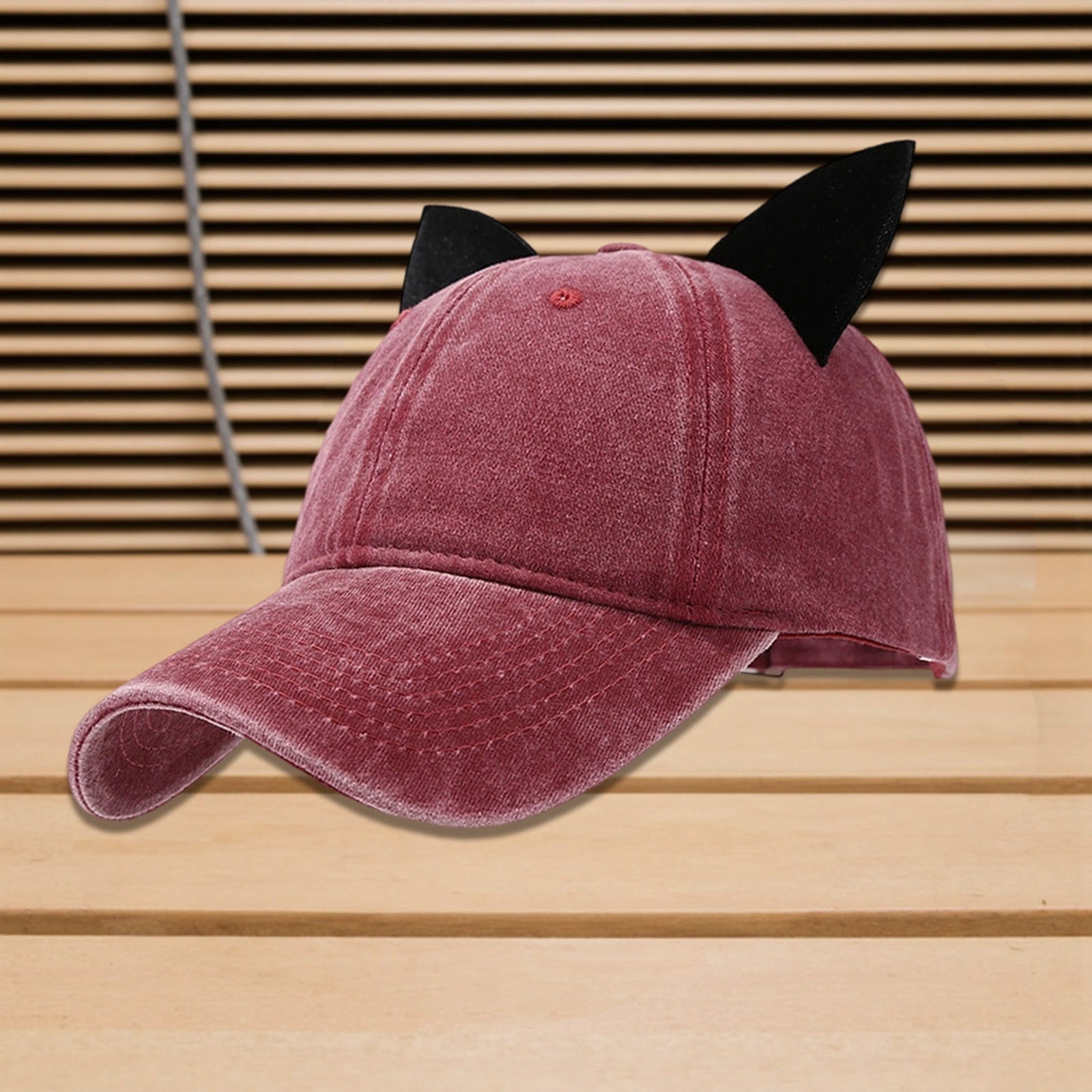 Women's Velvet Cat Ear Baseball Cap Soft Top Adjustable Dad Hat Cute ...