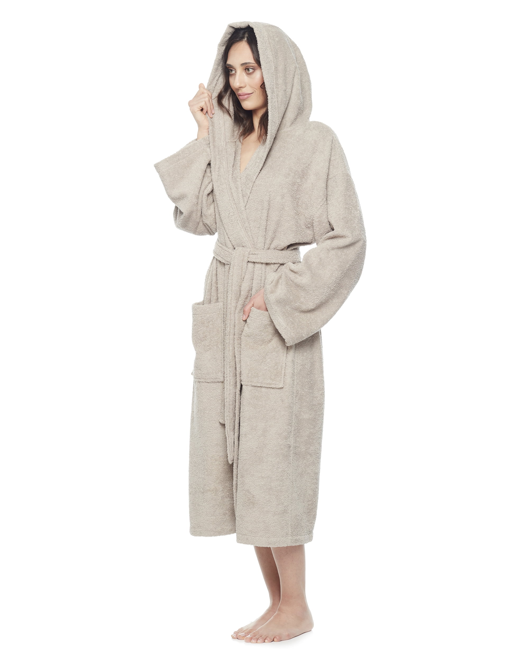 Women's Venus Model Turkish Cotton Hooded Bathrobe with Long Options ...