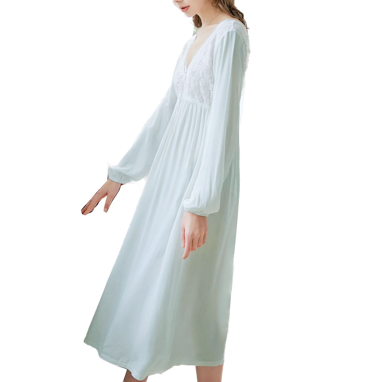Women's Victorian Nightgown Princess Old Fashioned Long Sleepwear ...