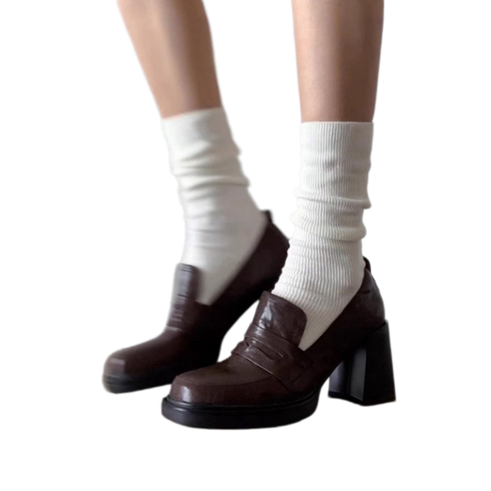 Women’s Vintage Block Heel Pumps, British Style Round Toe Dress Shoes ...