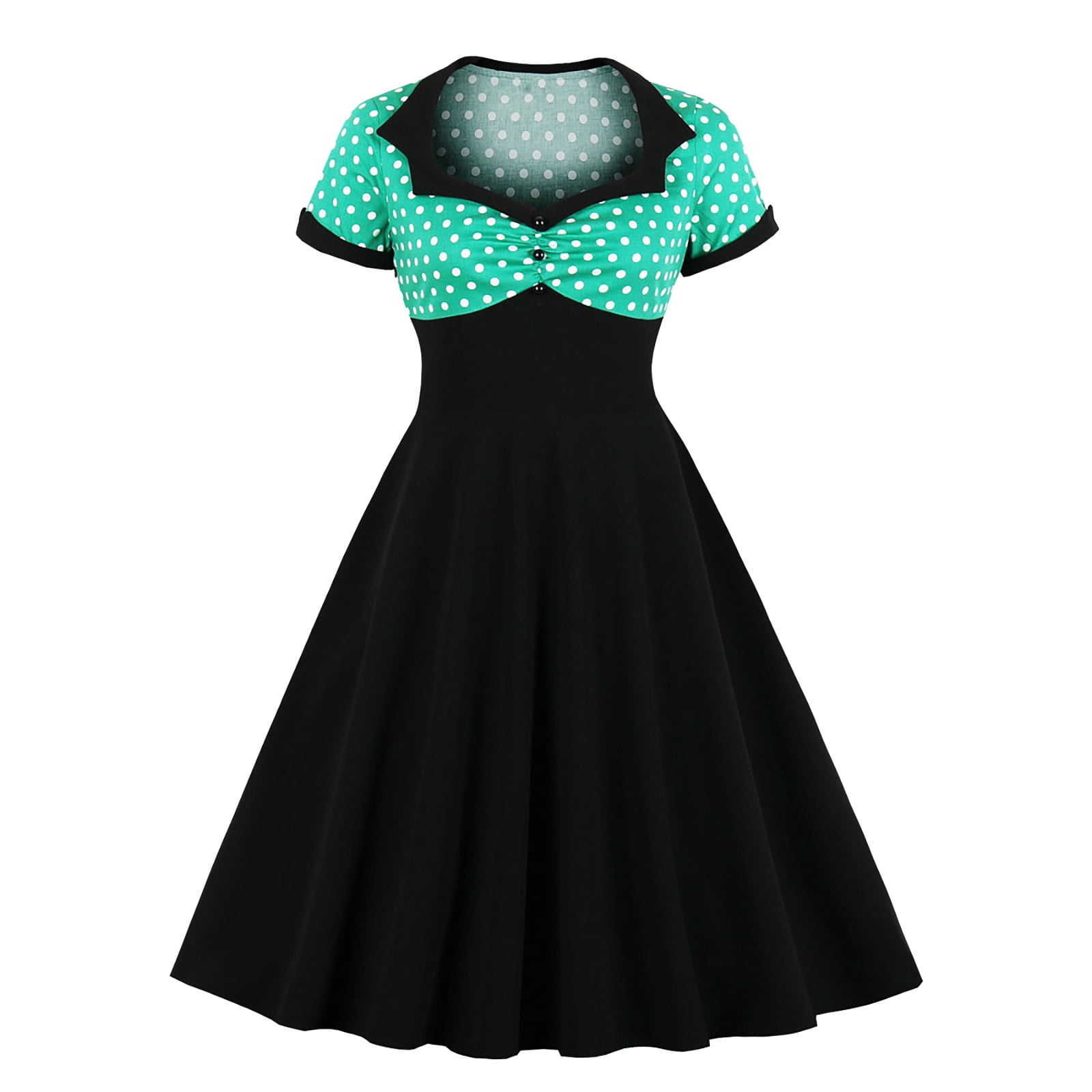 Women's Vintage Dress 50's Dress Polka Dot Splicing Retro Prom Cocktail ...