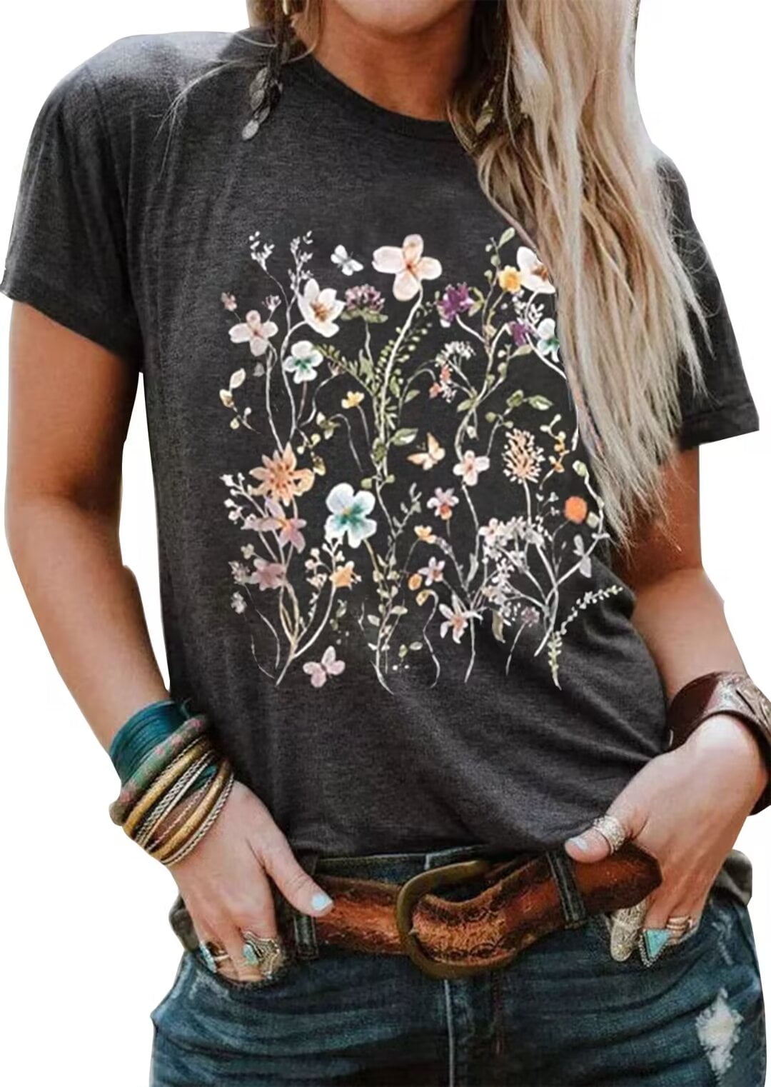 Women's Vintage Flowers Shirt Floral Botanical Graphic Tees Shirts ...