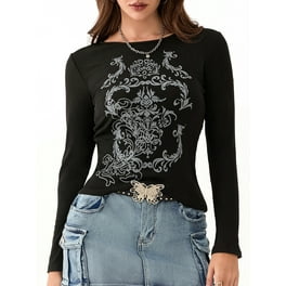 Y2K Gothic Fairy Grunge Graphic Long Sleeve T-Shirts for Y2K Gothic Fairy Grunge Graphic Long Sleeve T-Shirts for