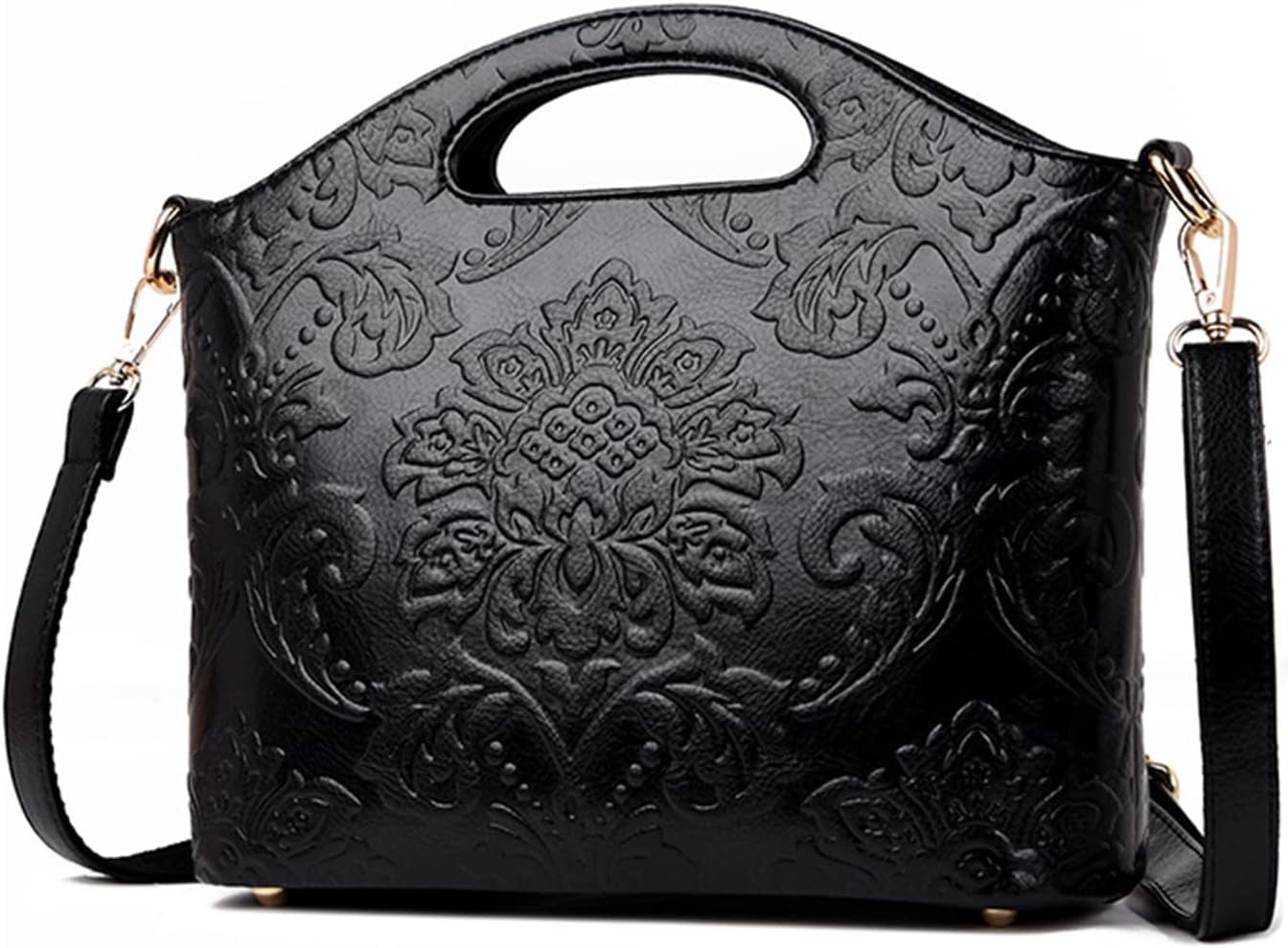 Women's Vintage Leather Handbags Embossed Floral Purses Top Handle ...