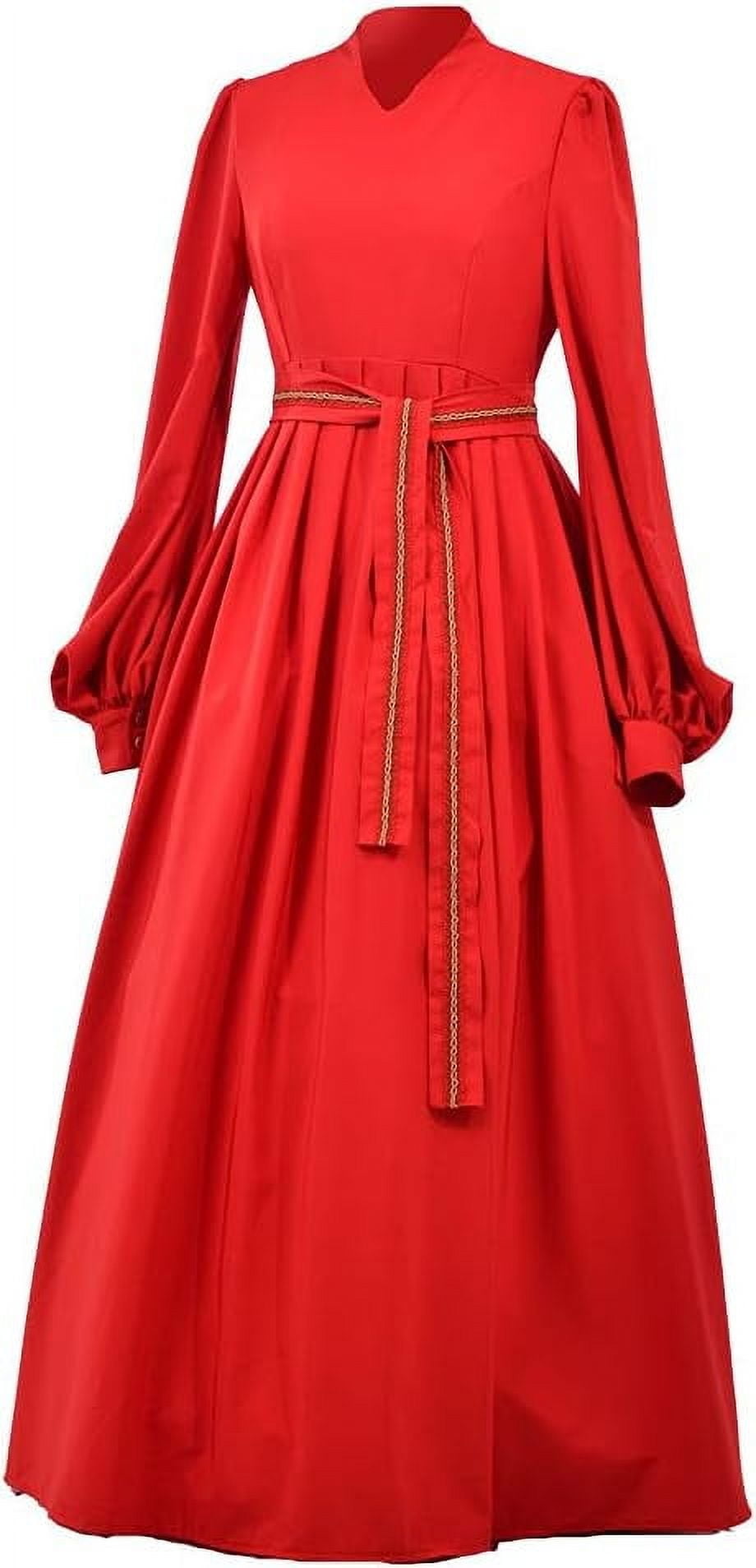 Women's Vintage Regency Dress Long Sleeve Red Peasant Dress Medieval ...