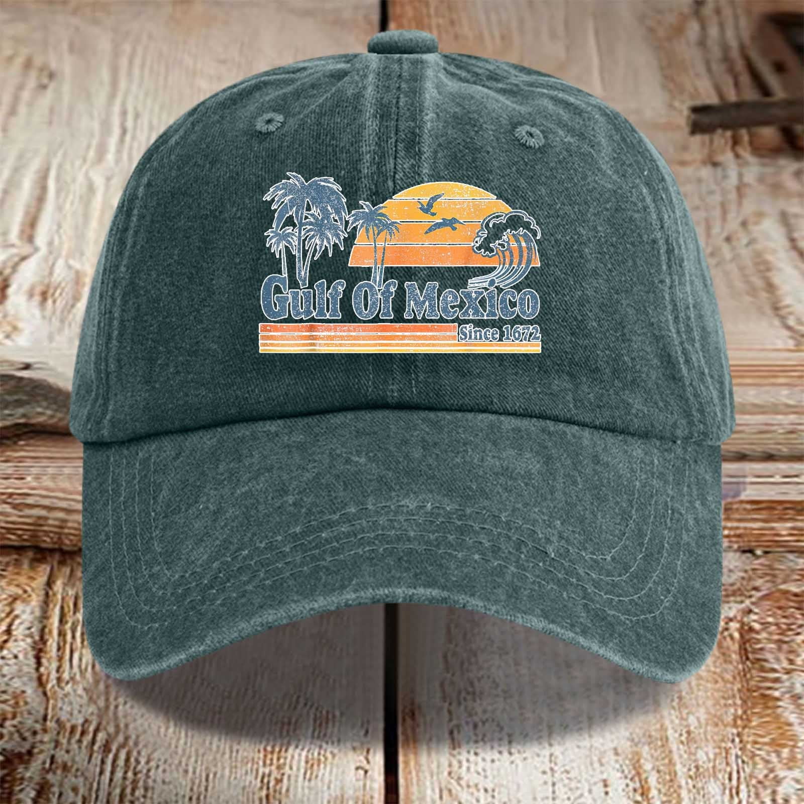 Women's Vintage Washed Denim Printed Baseball Cap Fade to Fit Workout ...