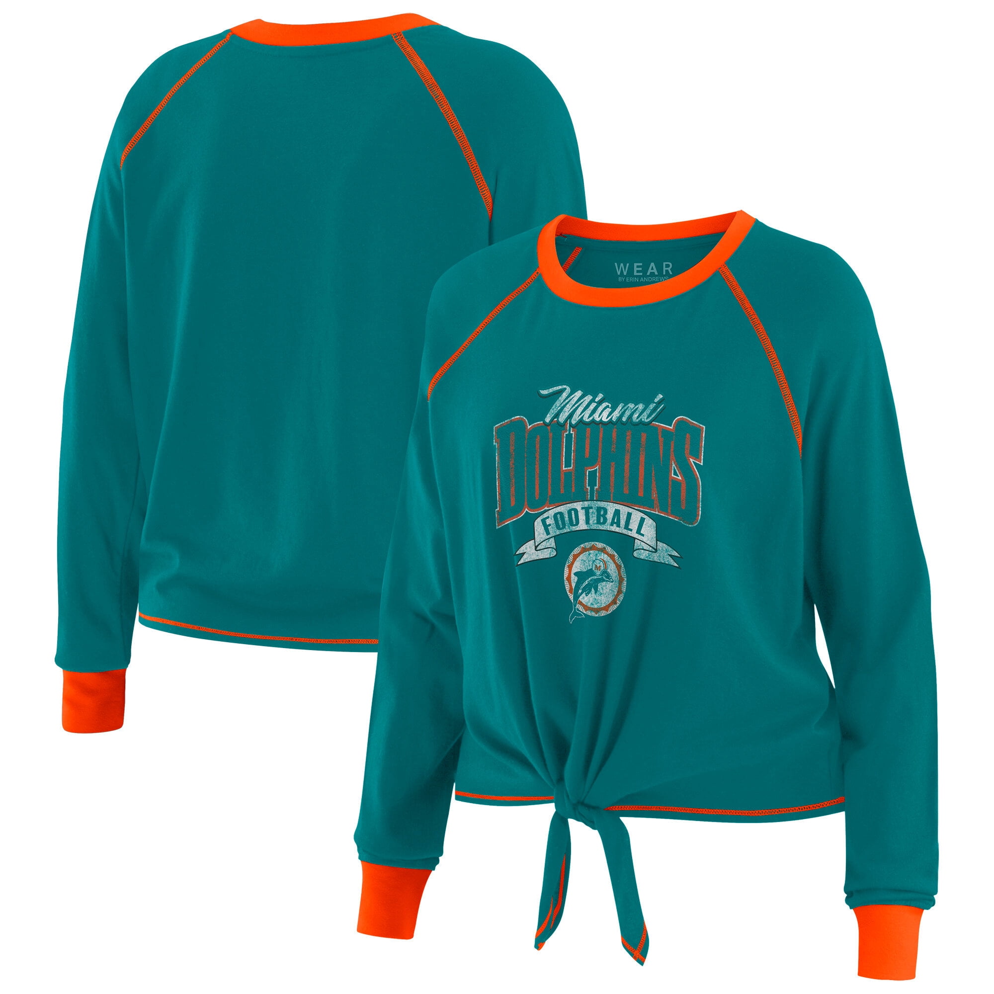 Women's WEAR by Erin Andrews Aqua/Orange Miami Dolphins Plus Size Tie ...