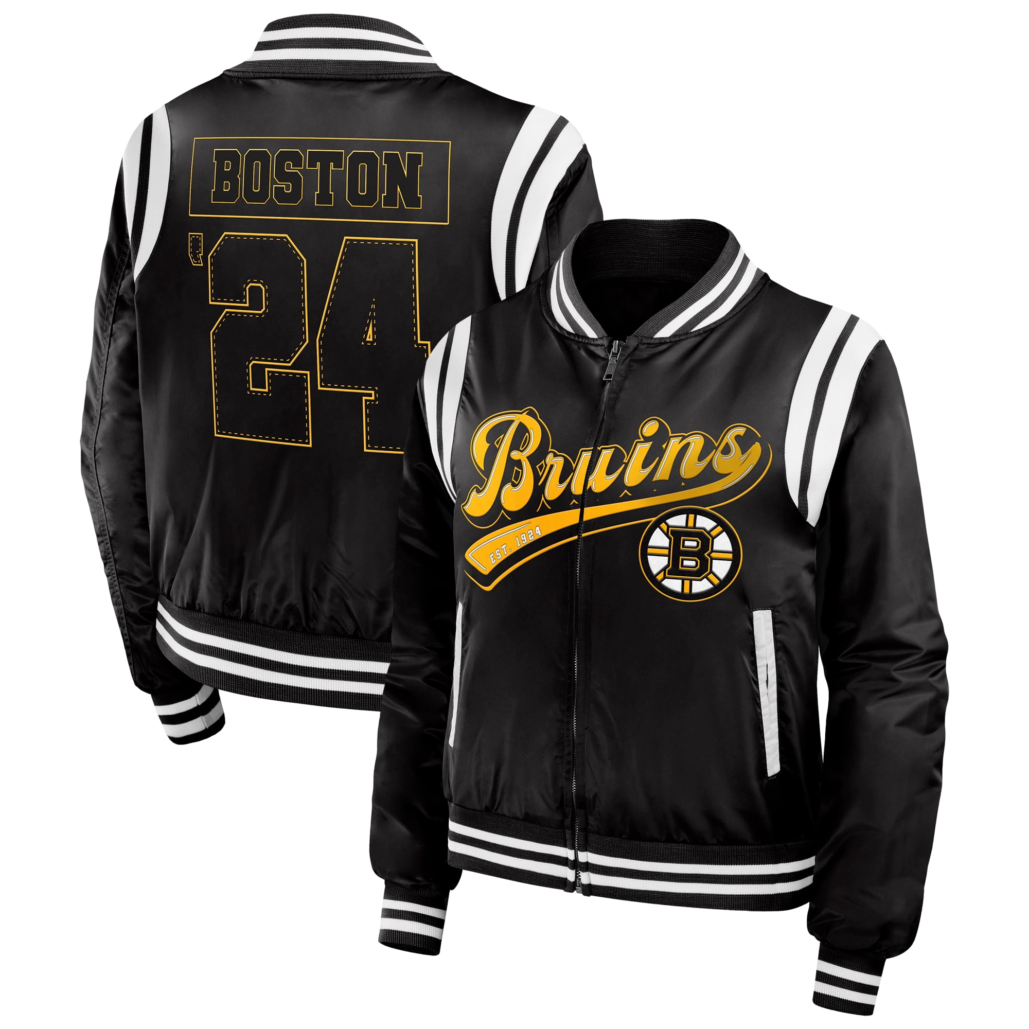 Women's WEAR by Erin Andrews Black Boston Bruins Baller Full-Zip Bomber ...