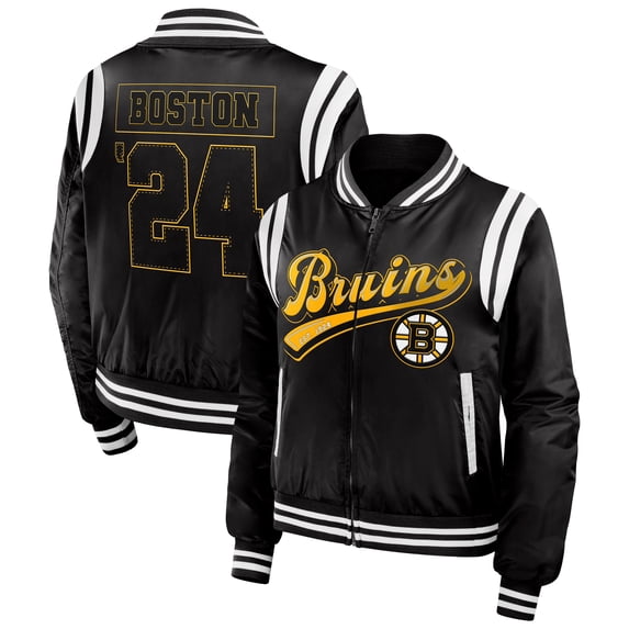 Women's WEAR by Erin Andrews Black Boston Bruins Baller Full-Zip Bomber ...