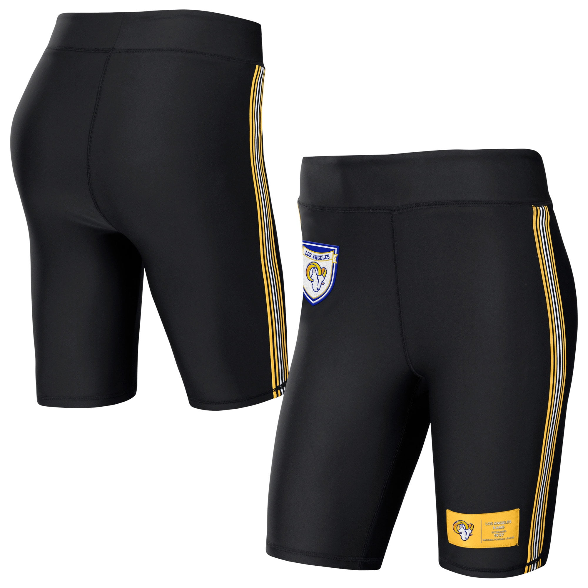 Women's WEAR by Erin Andrews Black Los Angeles Rams Biker Shorts ...