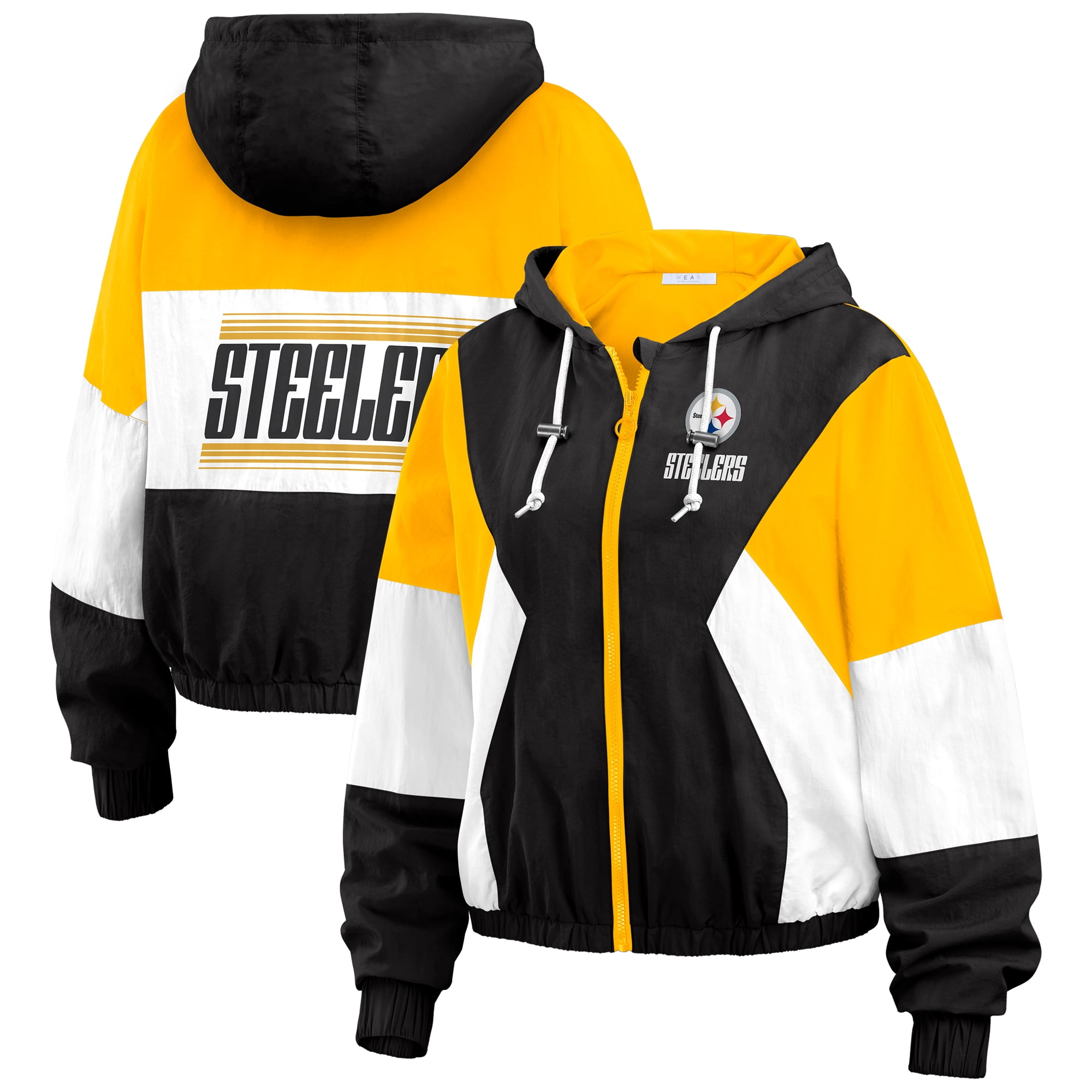 Women's WEAR by Erin Andrews Black Pittsburgh Steelers Color Block Full ...