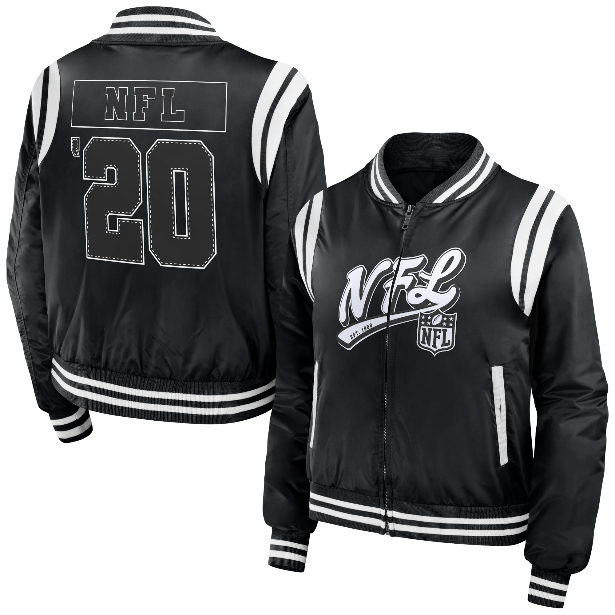 Women's WEAR by Erin Andrews Black Shield Merchandise Bomber Full-Zip ...