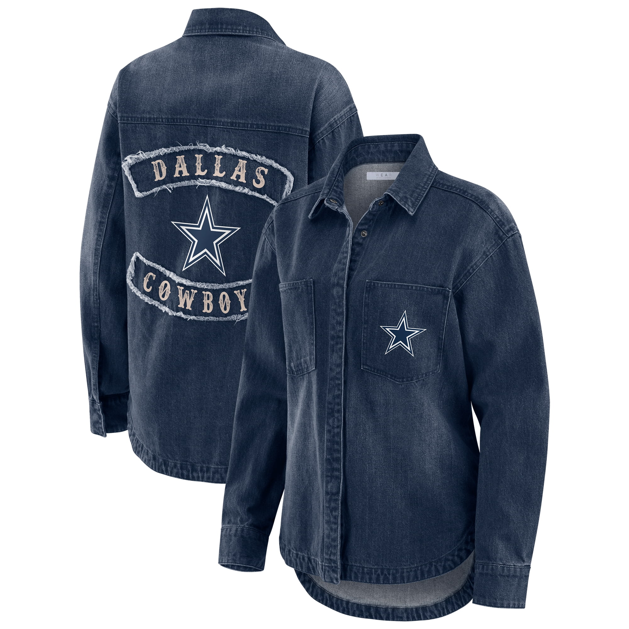 Women's WEAR by Erin Andrews Denim Dallas Cowboys Washed Oversized ...