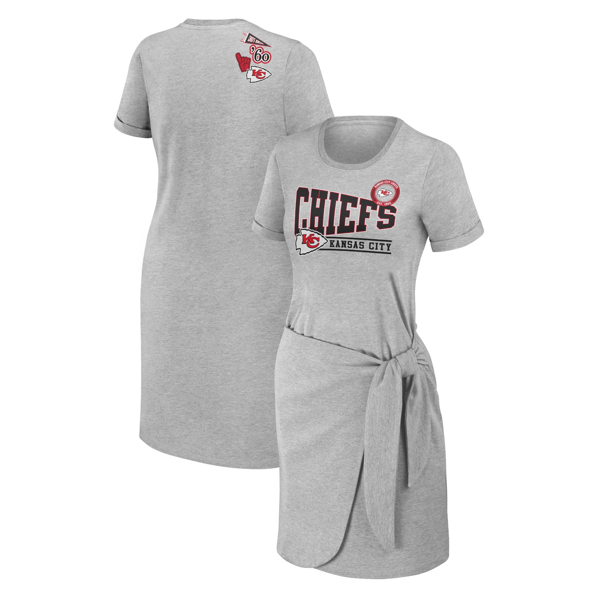 Women's WEAR by Erin Andrews Heather Gray Kansas City Chiefs Knotted T ...