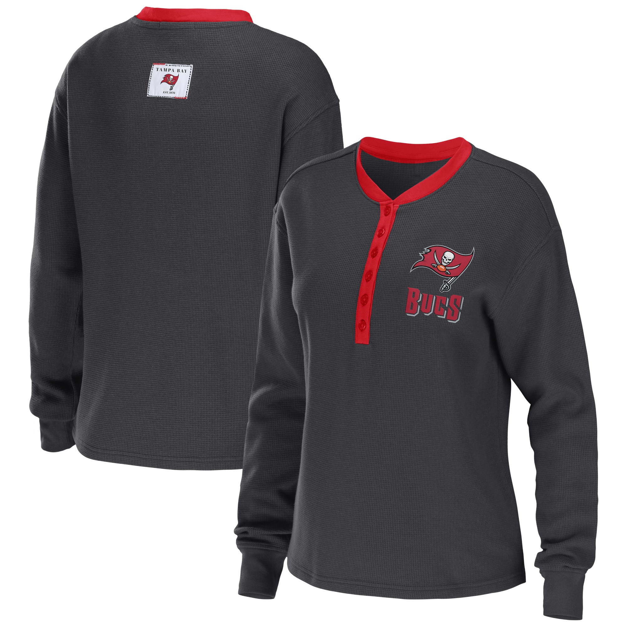 Women's WEAR by Erin Andrews Pewter Tampa Bay Buccaneers Waffle Henley ...