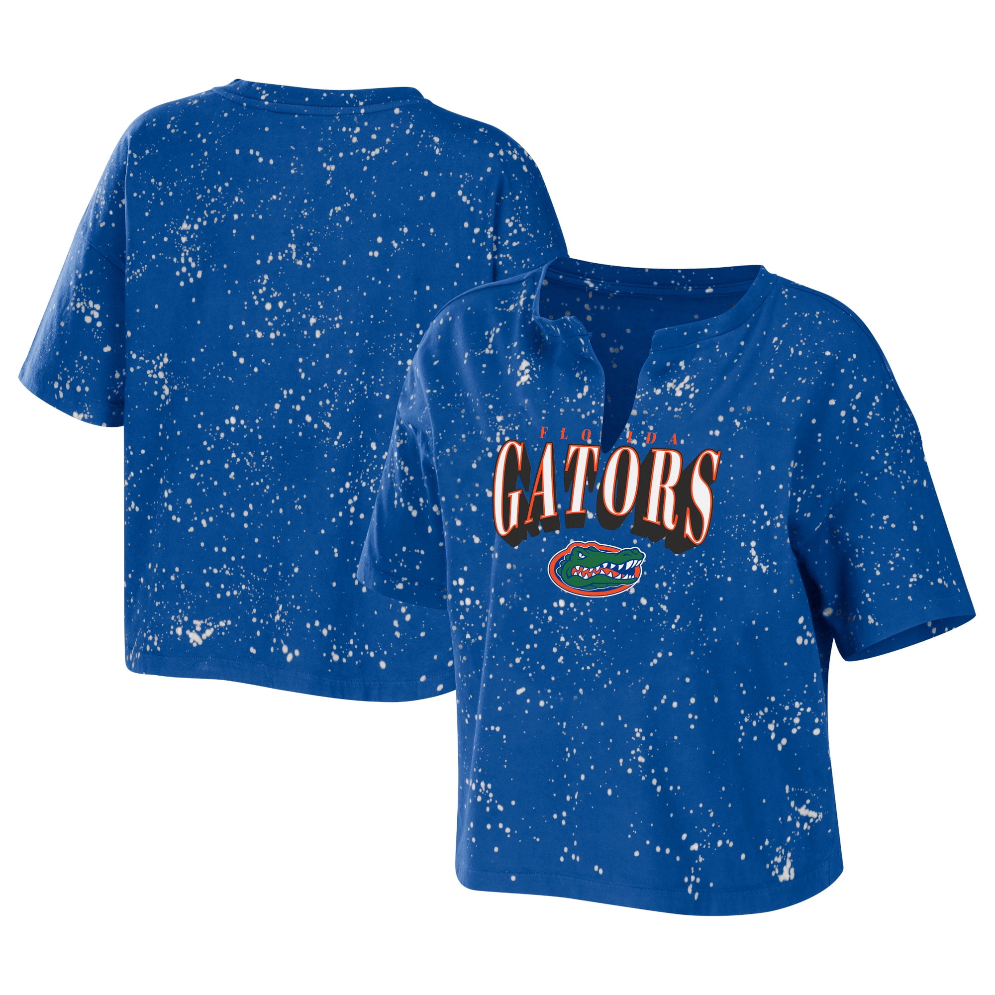 Women's WEAR by Erin Andrews Royal Florida Gators Bleach Wash Splatter ...