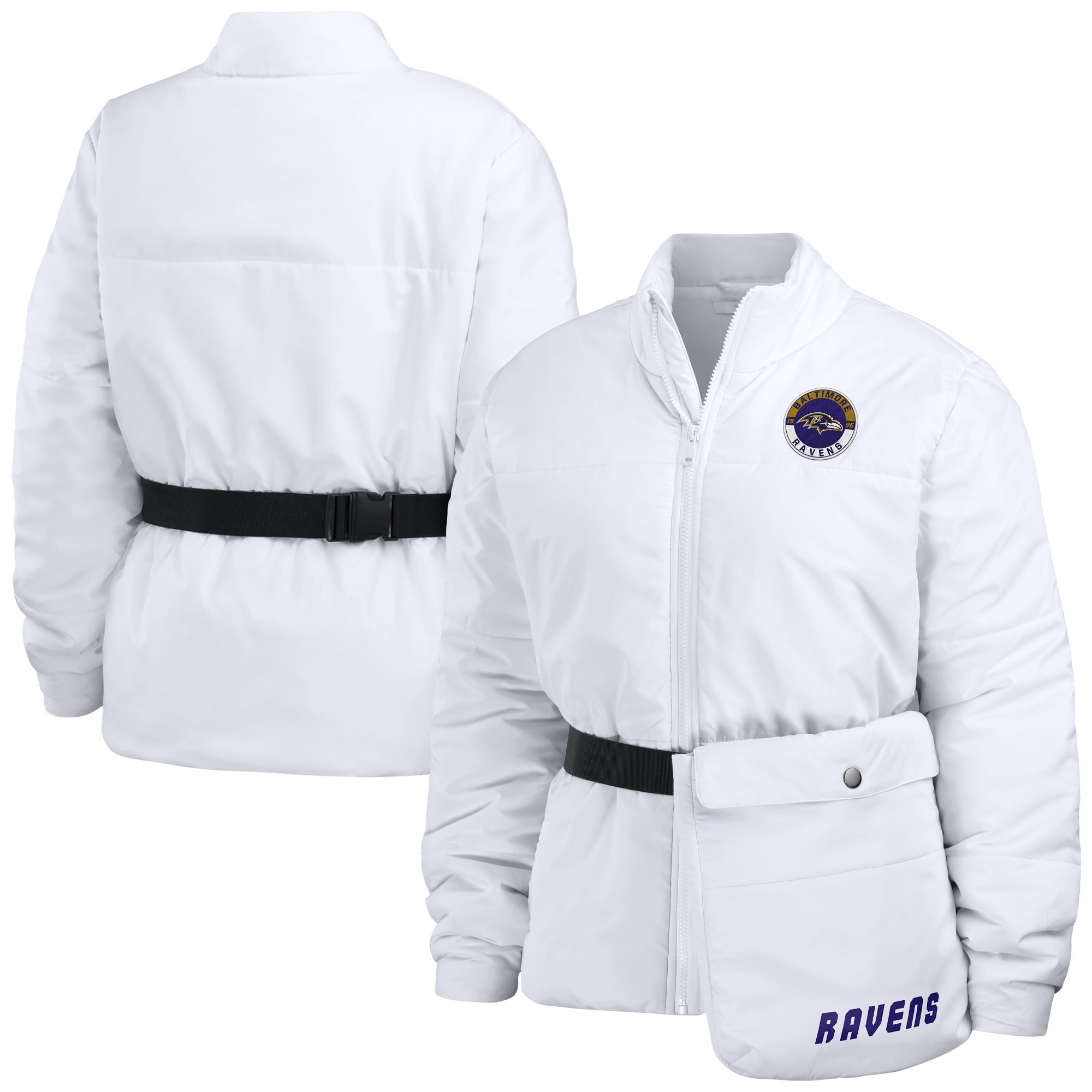 Women's WEAR by Erin Andrews White Baltimore Ravens Packaway Full-Zip ...