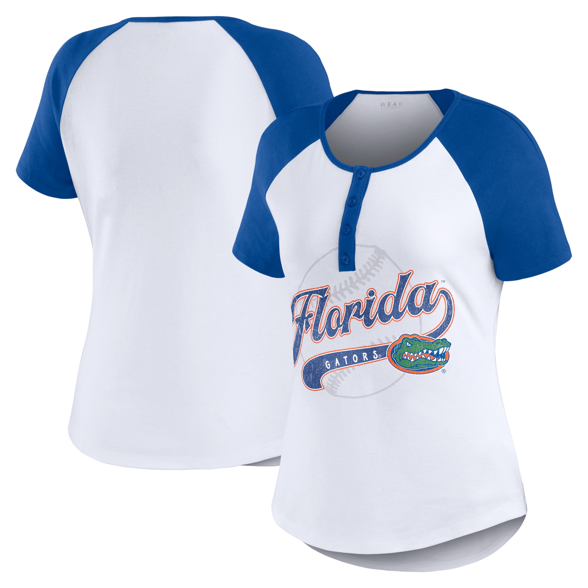 Women's WEAR by Erin Andrews White Florida Gators Baseball Logo Raglan ...